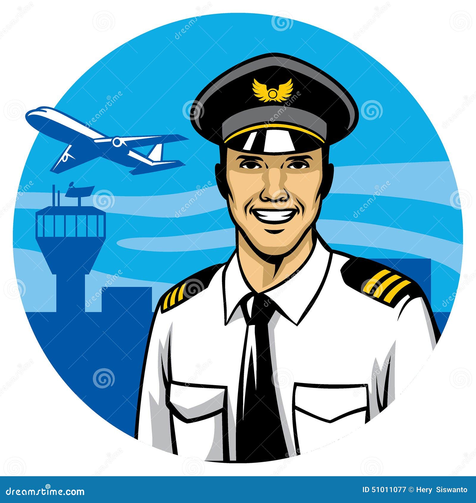 Piloto sonriente ilustración del vector. Ilustración de aeropuerto - 51011077