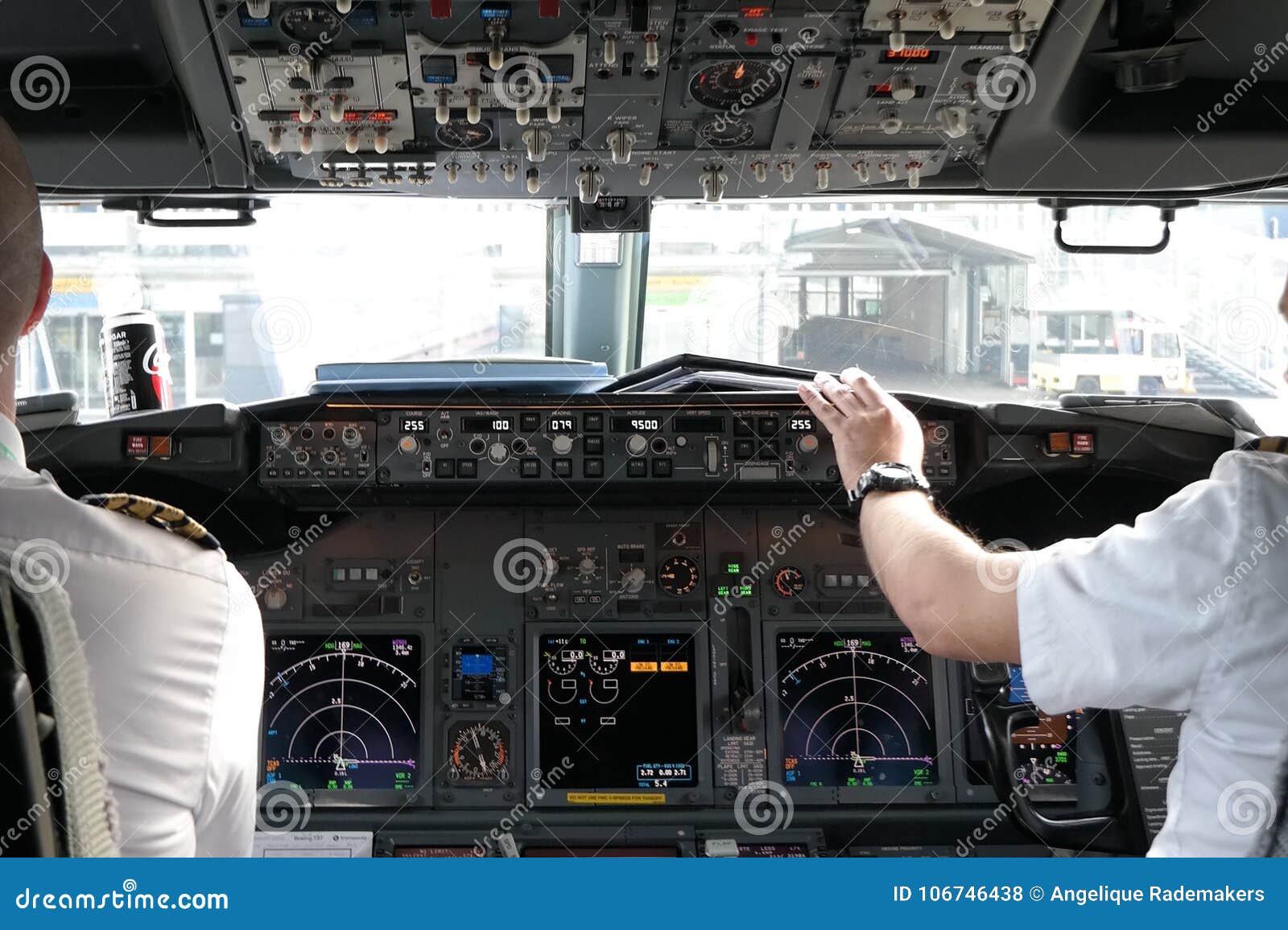 Pilots in cockpit editorial stock photo. Image of flying - 106746438