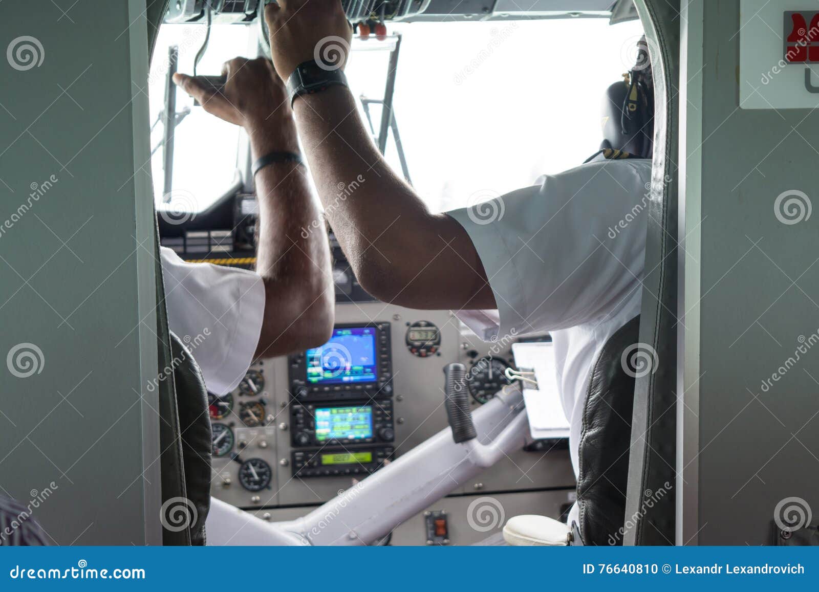 Pilots in the Cockpit of the Sea Plane Get Ready for a Flight Editorial ...