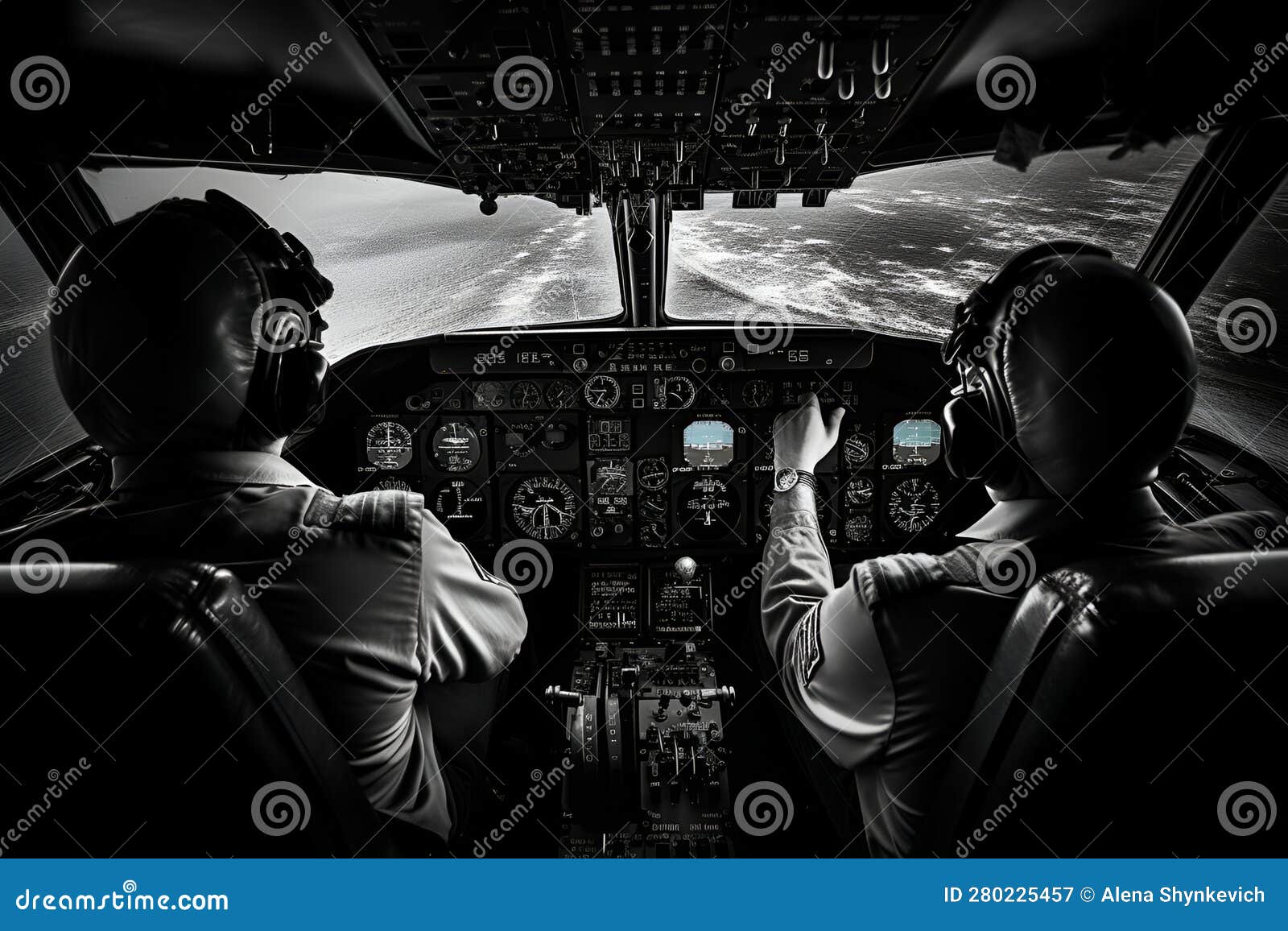Pilots in cockpit stock illustration. Illustration of interior - 280225457
