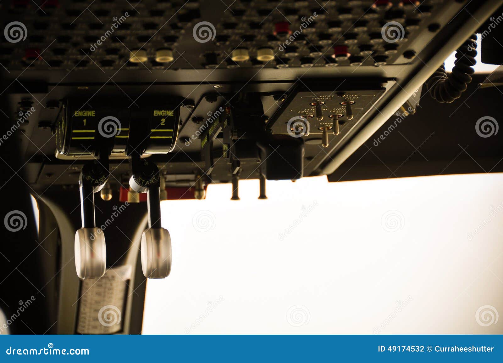The Pilots Control Panel Inside a Passenger Airplane, Control Panel of ...