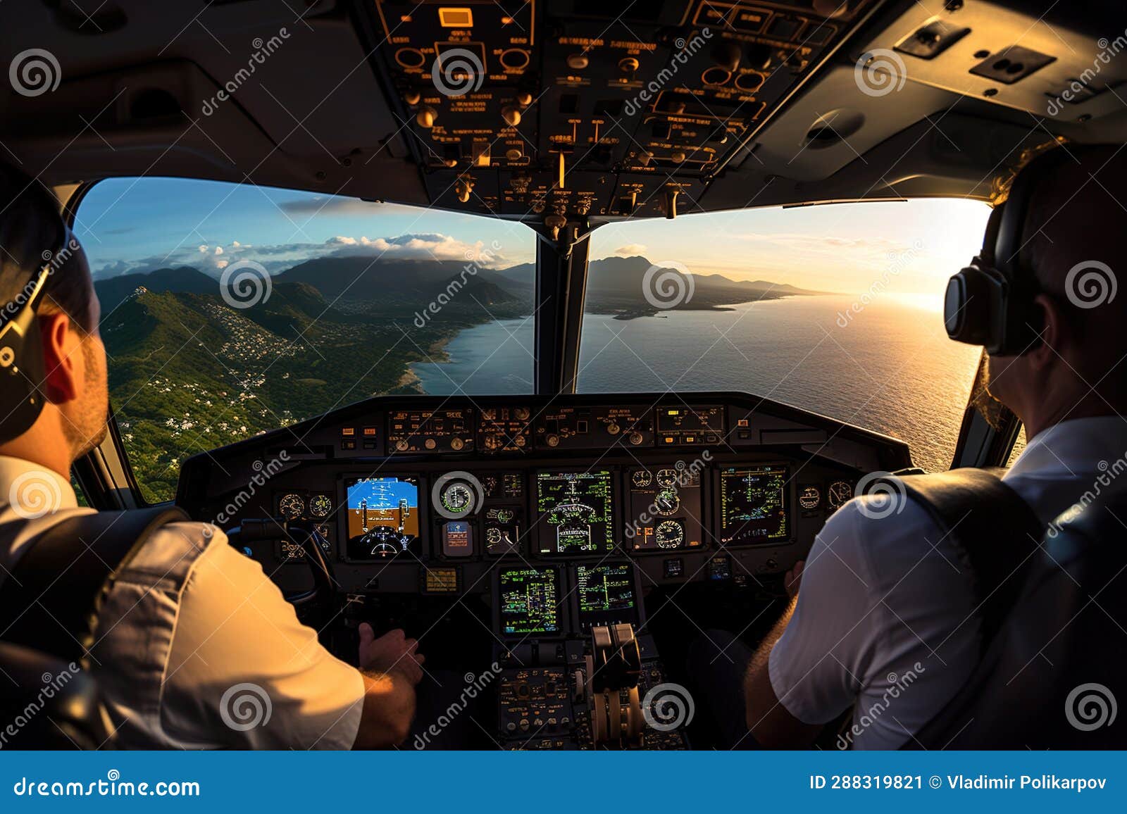 Pilots of Passenger Aircraft in Cockpit Stock Image - Image of control ...