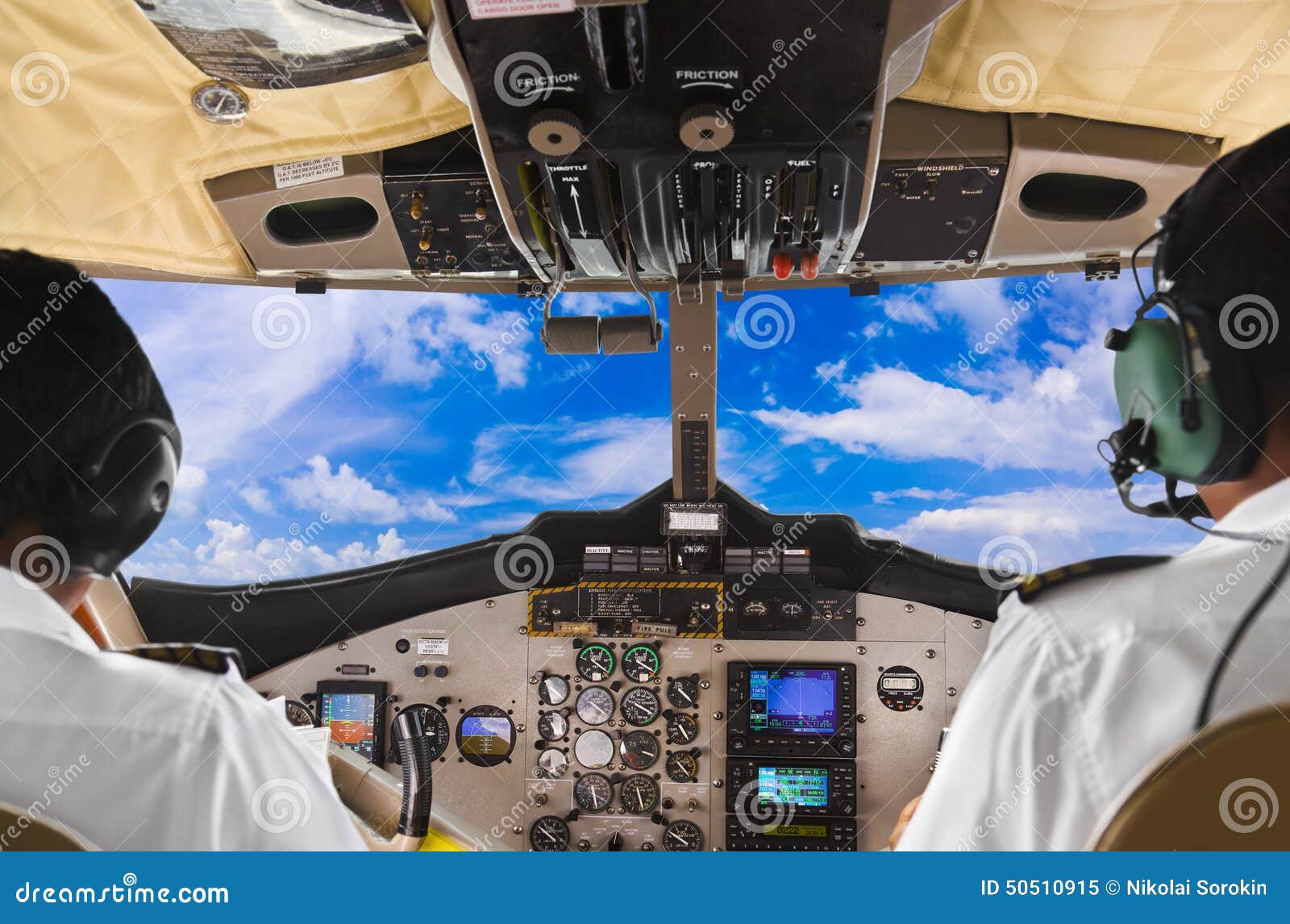 Pilots in the Plane Cockpit and Sky Stock Image - Image of airplane ...