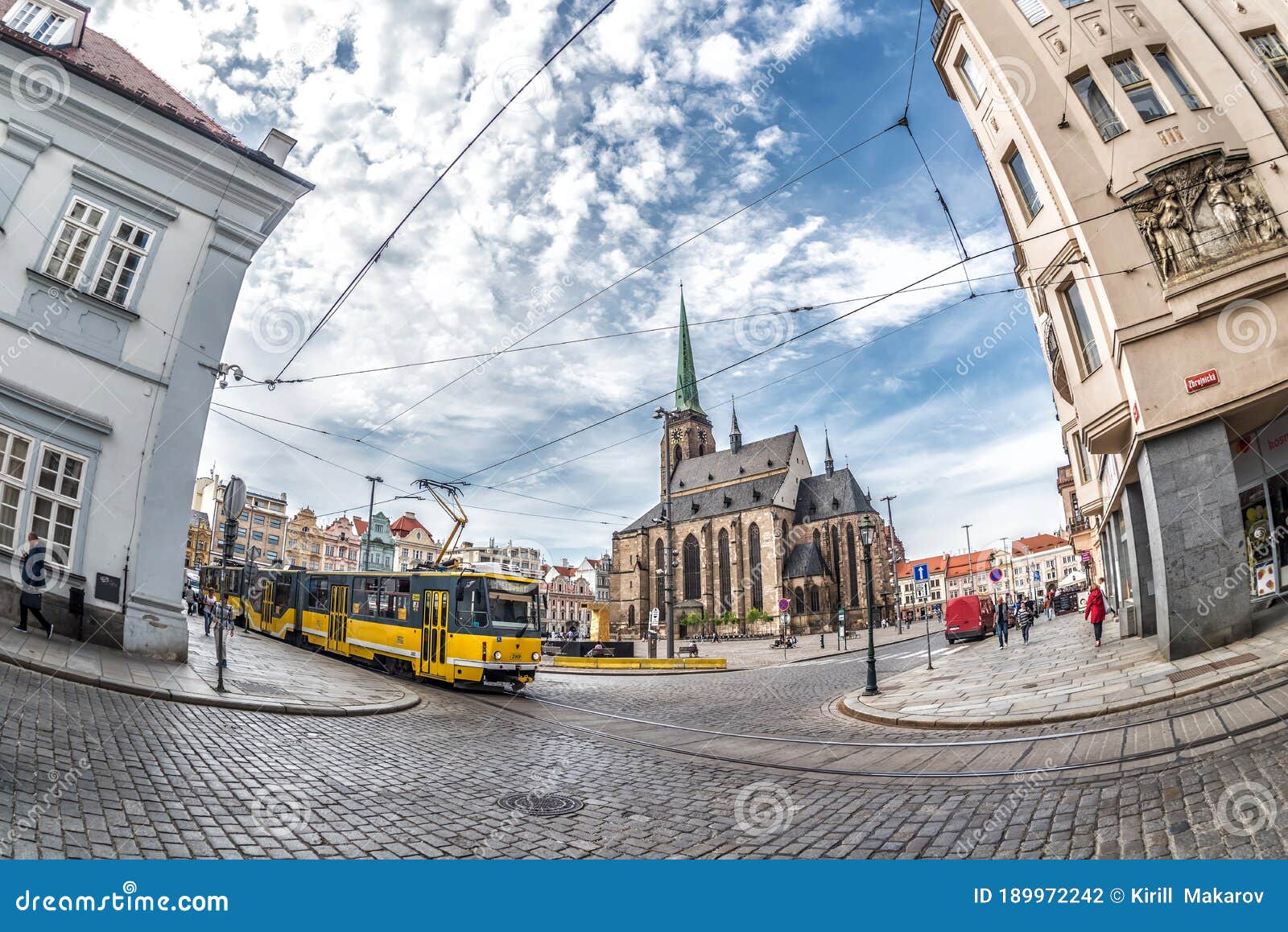 Pilsen Plzen, Czech Republic - May 27, 2018: View of Republic Square ...