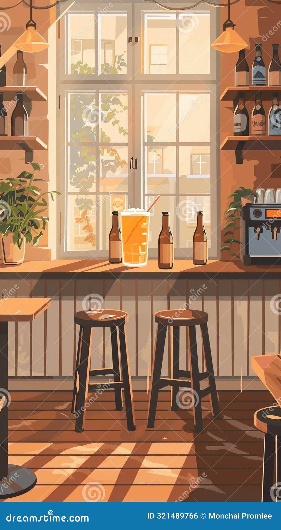 Pilsner Enthusiasts Exploring Different Pubs Flat Design Front View ...