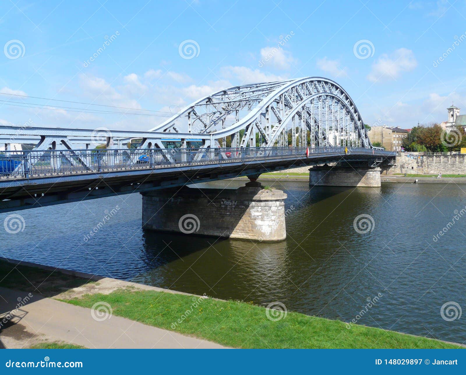 KRAKOW,POLAND -Pilsudski Bridge Over the Wisla River. Stock Image ...