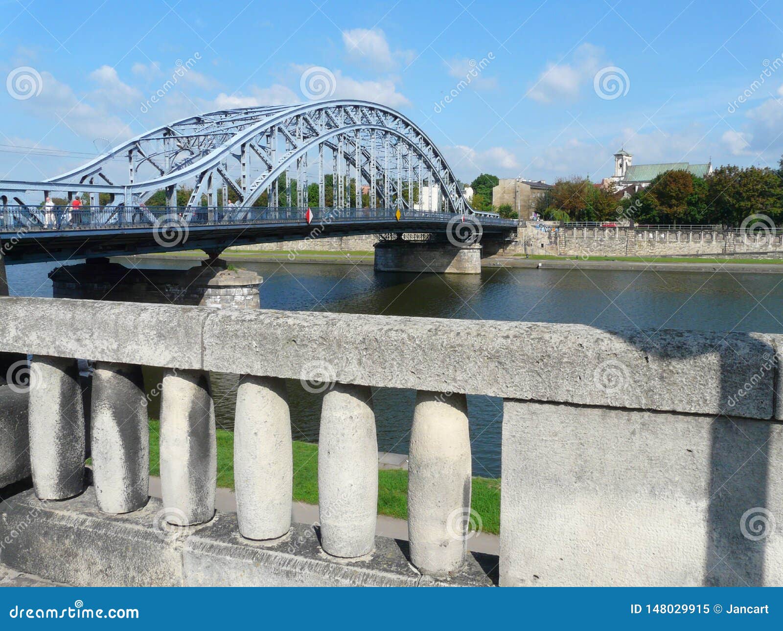 KRAKOW,POLAND -Pilsudski Bridge Over the Wisla River. Stock Image ...