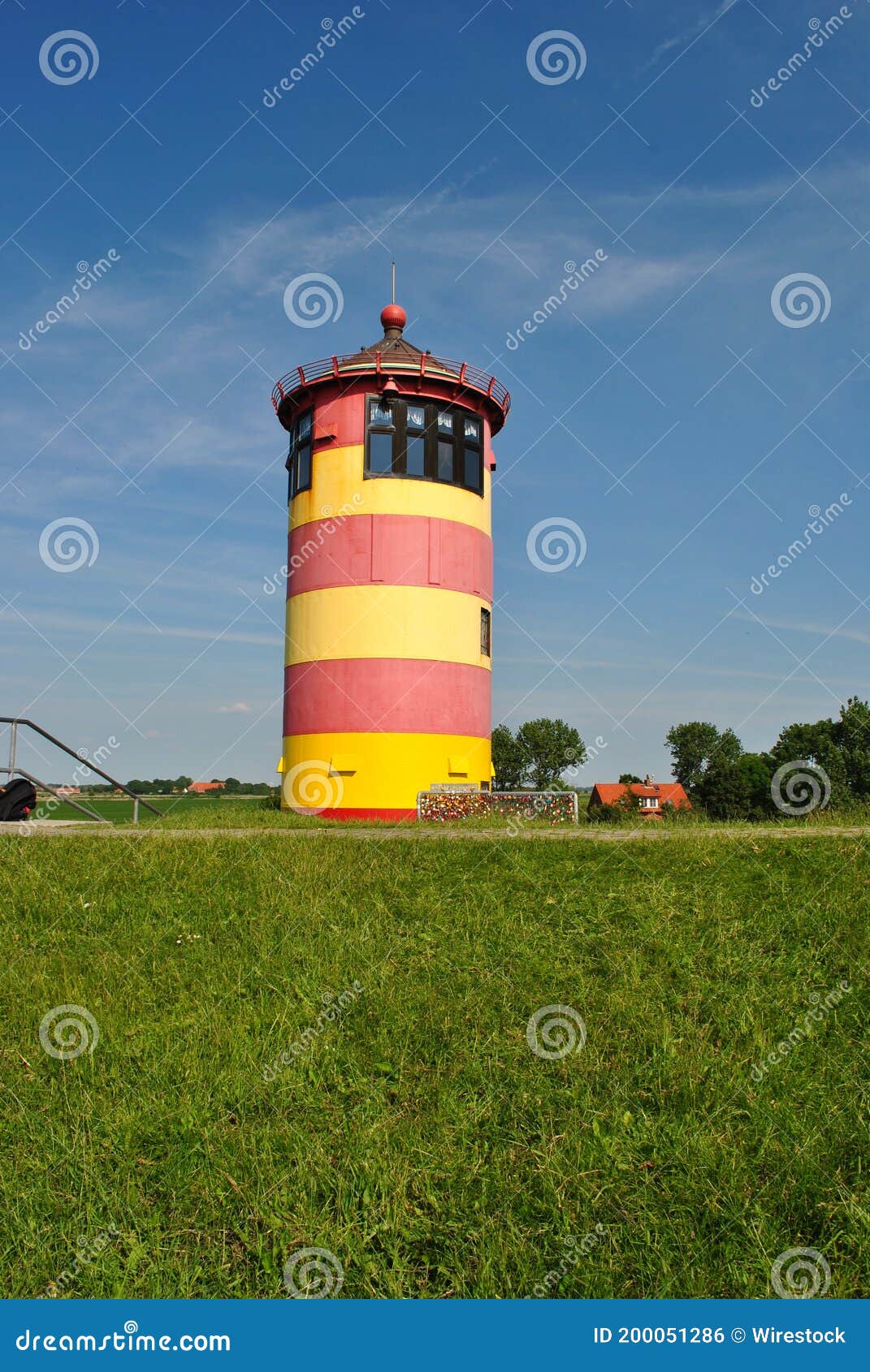Pilsum Lighthouse in Krummhorn, Germany Stock Photo - Image of ...