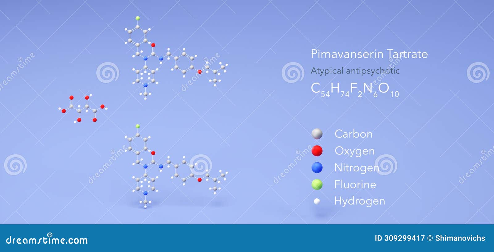 Pimavanserin Tartrate Molecule, Molecular Structures, Tartrate Salt, 3d ...