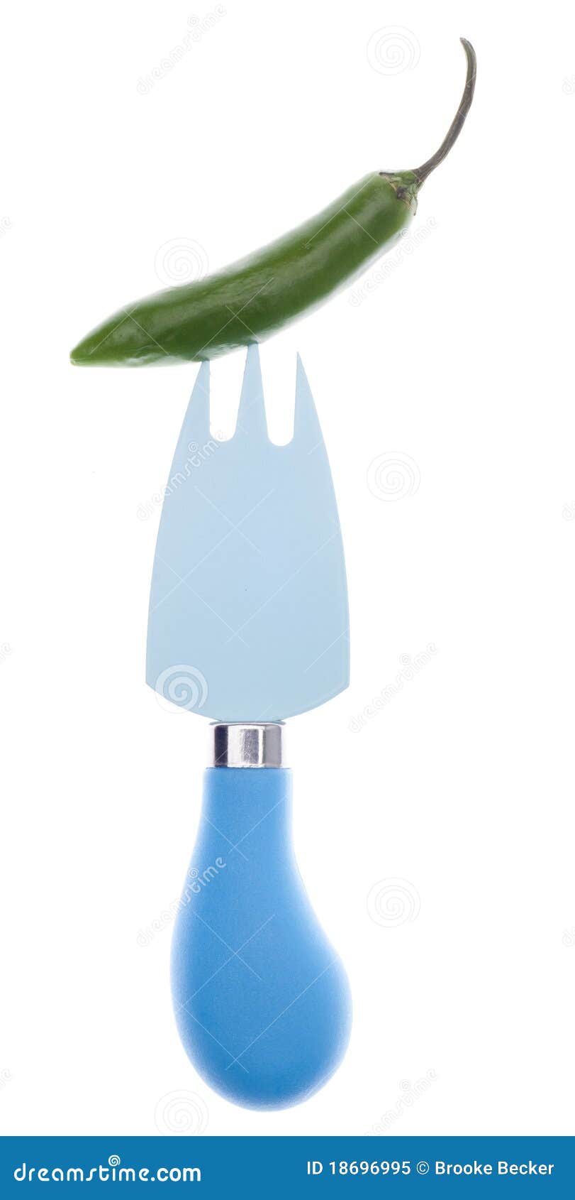 Pimenta De Serrano Na Forquilha Azul Imagem de Stock - Imagem de verde ...