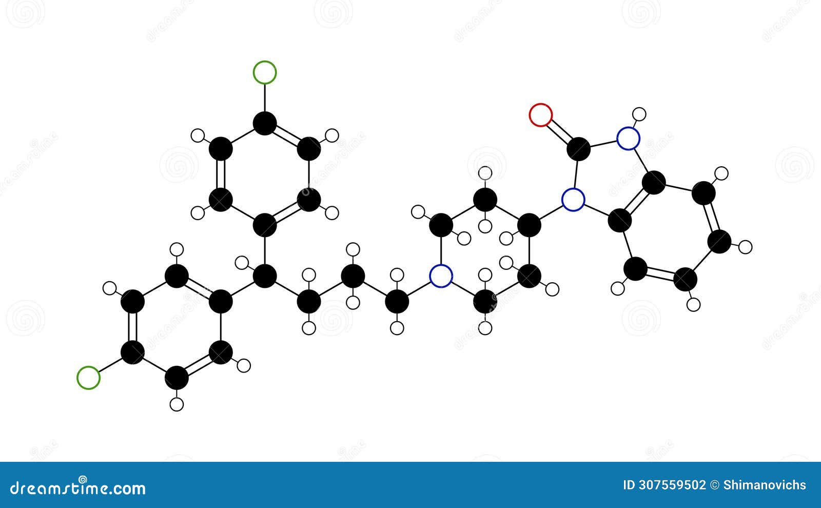 Pimozide Molecule, Structural Chemical Formula, Ball-and-stick Model ...