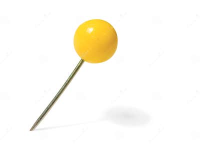 Pin stock image. Image of round, yellow, white, stationery - 16931877
