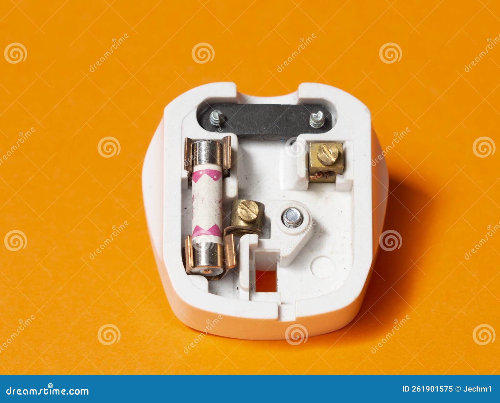 3-pin, 13 Amp Electrical Plug. Engineering Concept Orange Isolated ...
