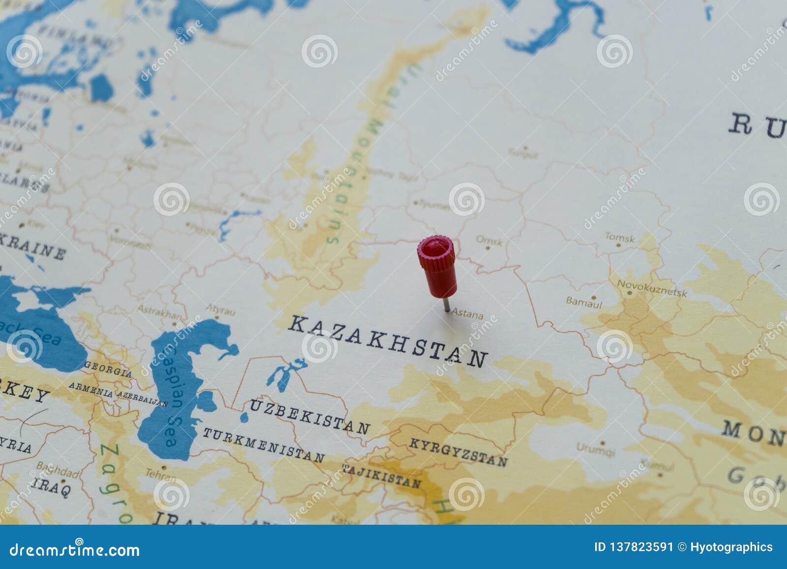 A Pin on Astana, Kazakhstan in the World Map Stock Image - Image of ...