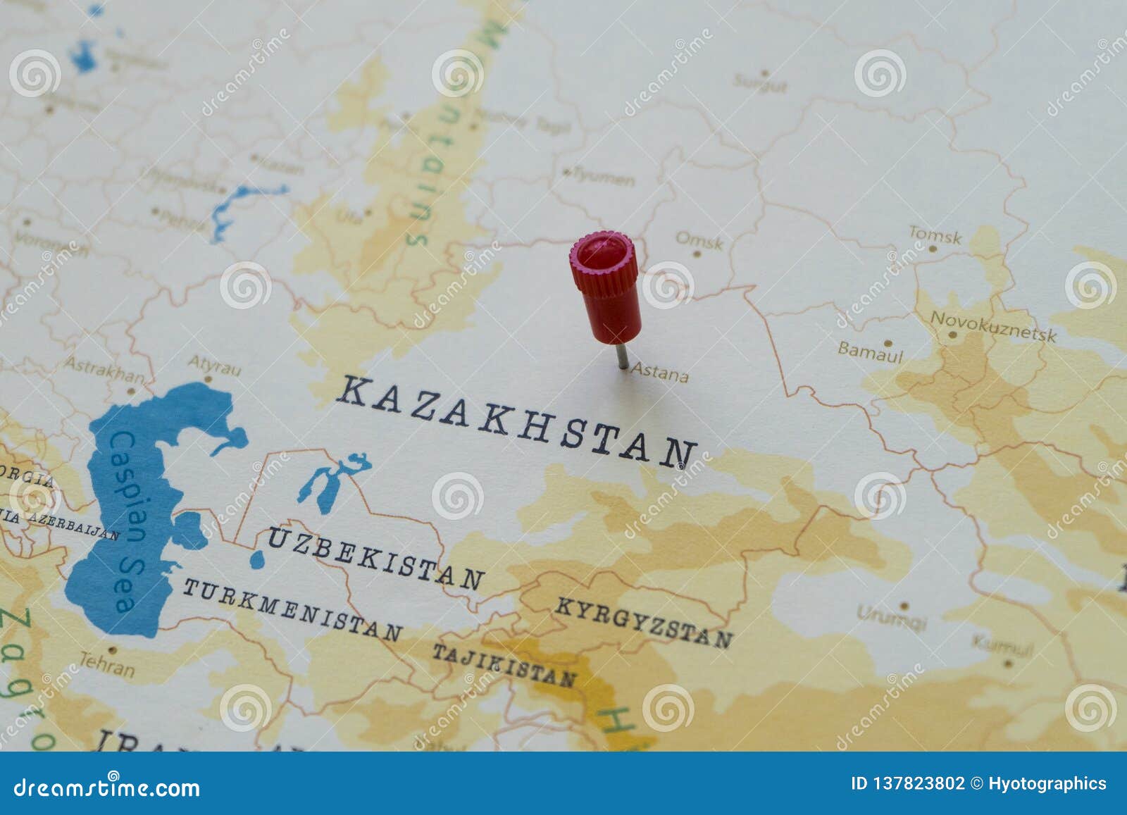 A Pin on Astana, Kazakhstan in the World Map Stock Photo - Image of ...