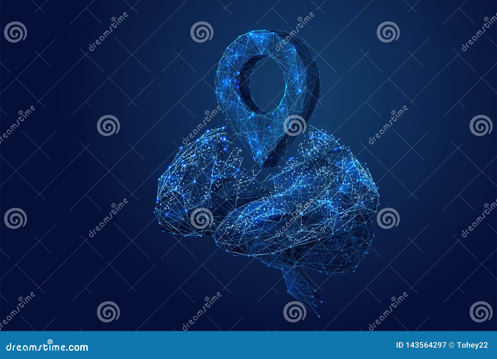 Pin and Brain Low Poly Blue Stock Vector - Illustration of concept ...