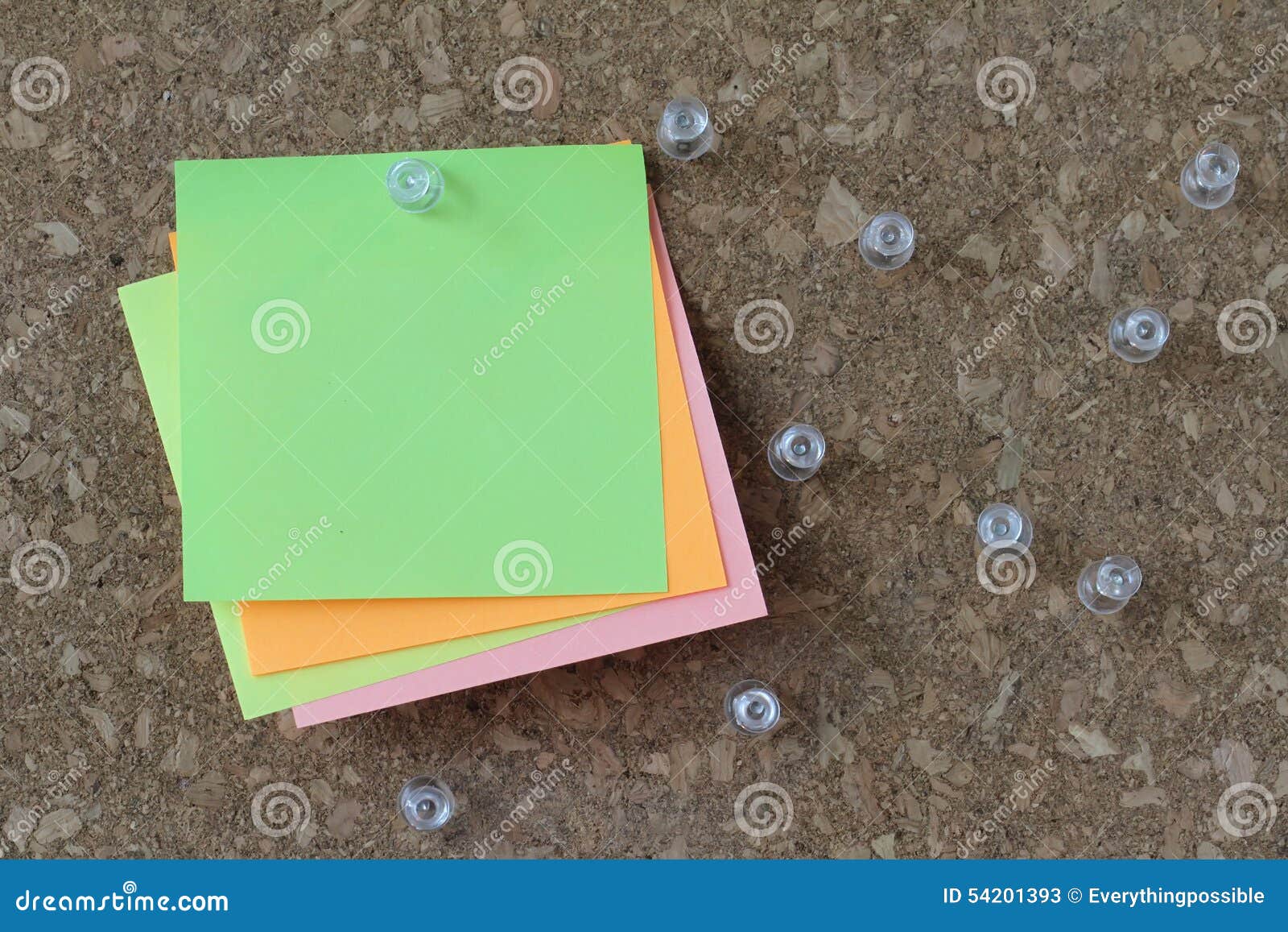 Pin Board and Blank Sticky Note on Cork Board Stock Image - Image of ...