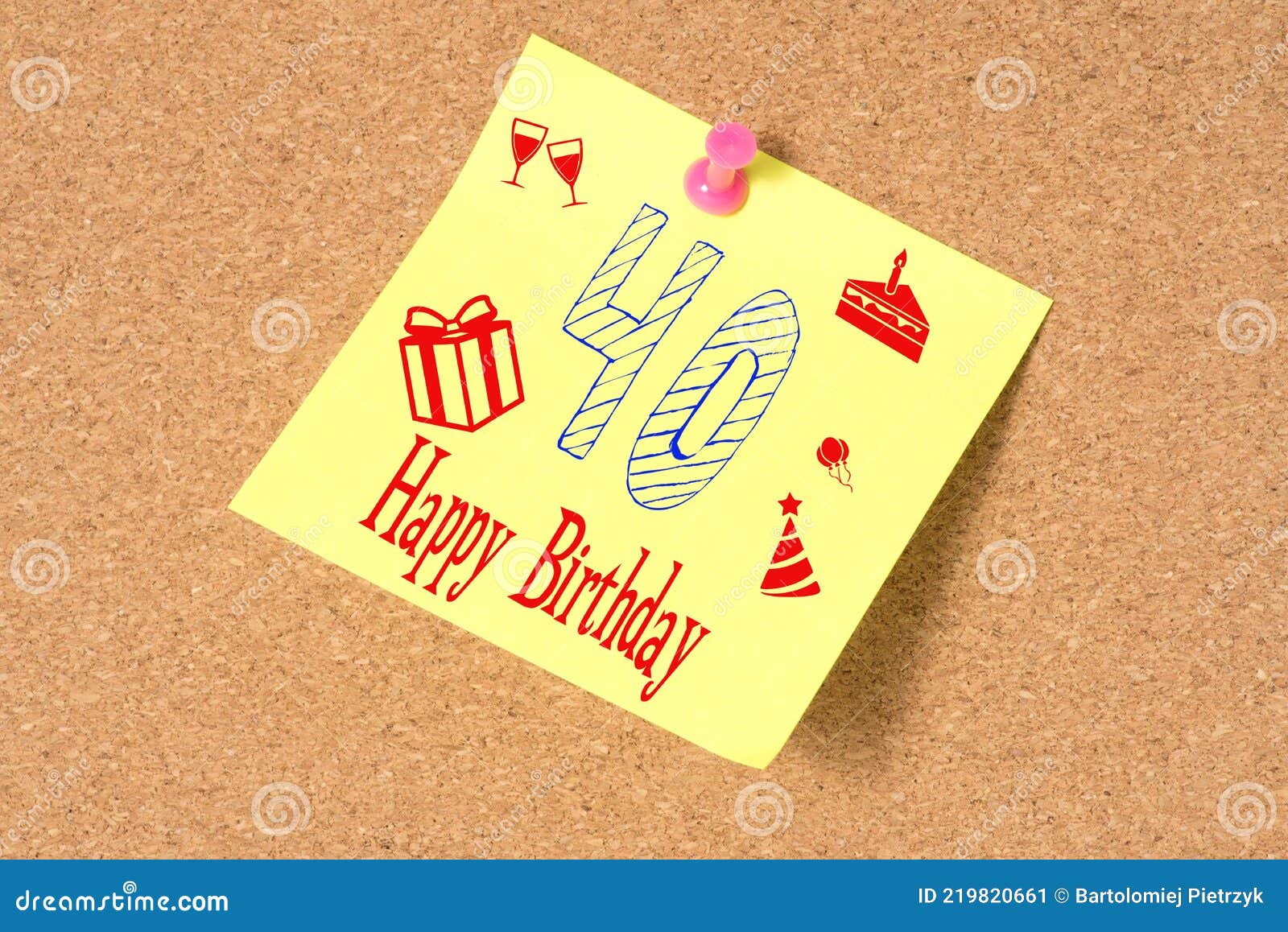 Pin Board and Happy 40th Birthday Stock Image - Image of decoration ...