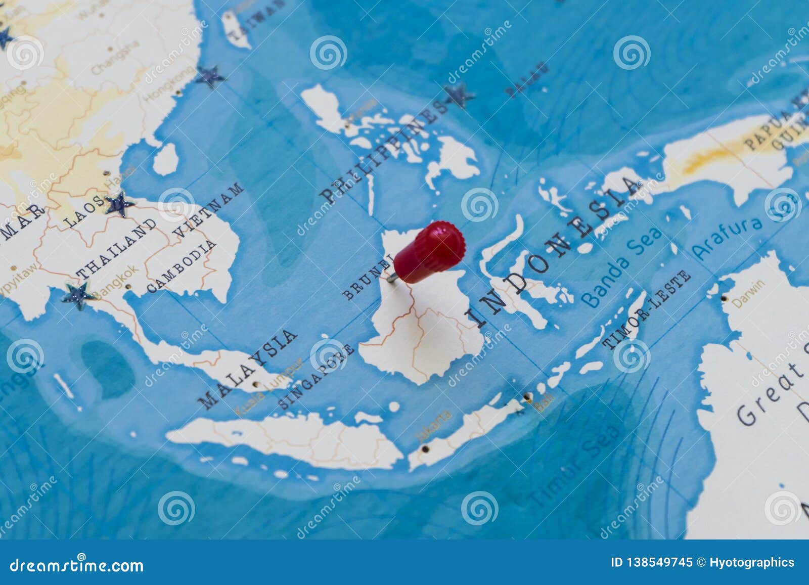 A Pin on Brunei in the World Map Stock Image - Image of destination ...