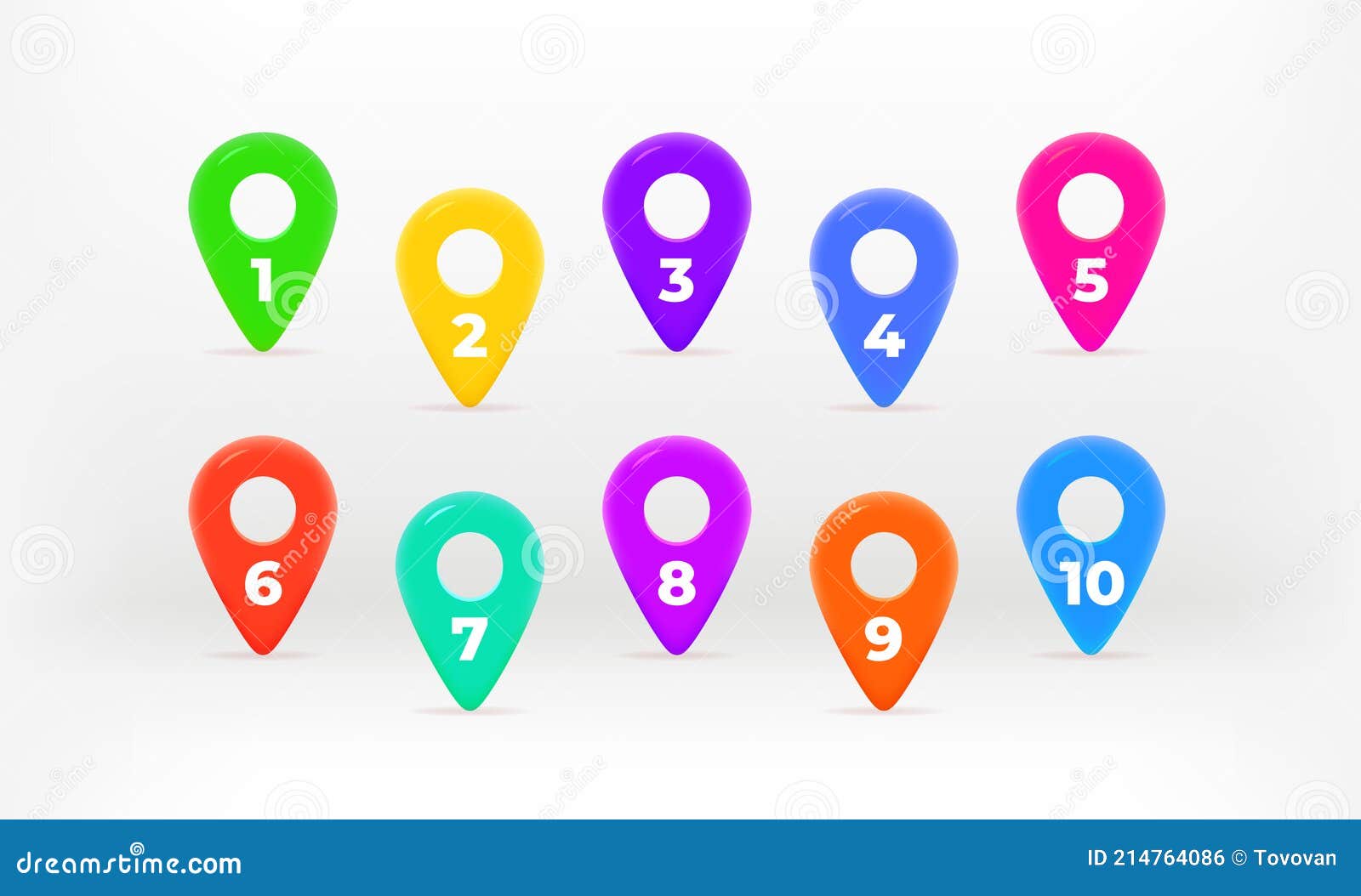 Pin Bullets with Color Digits. Map Pins Collection Stock Vector ...