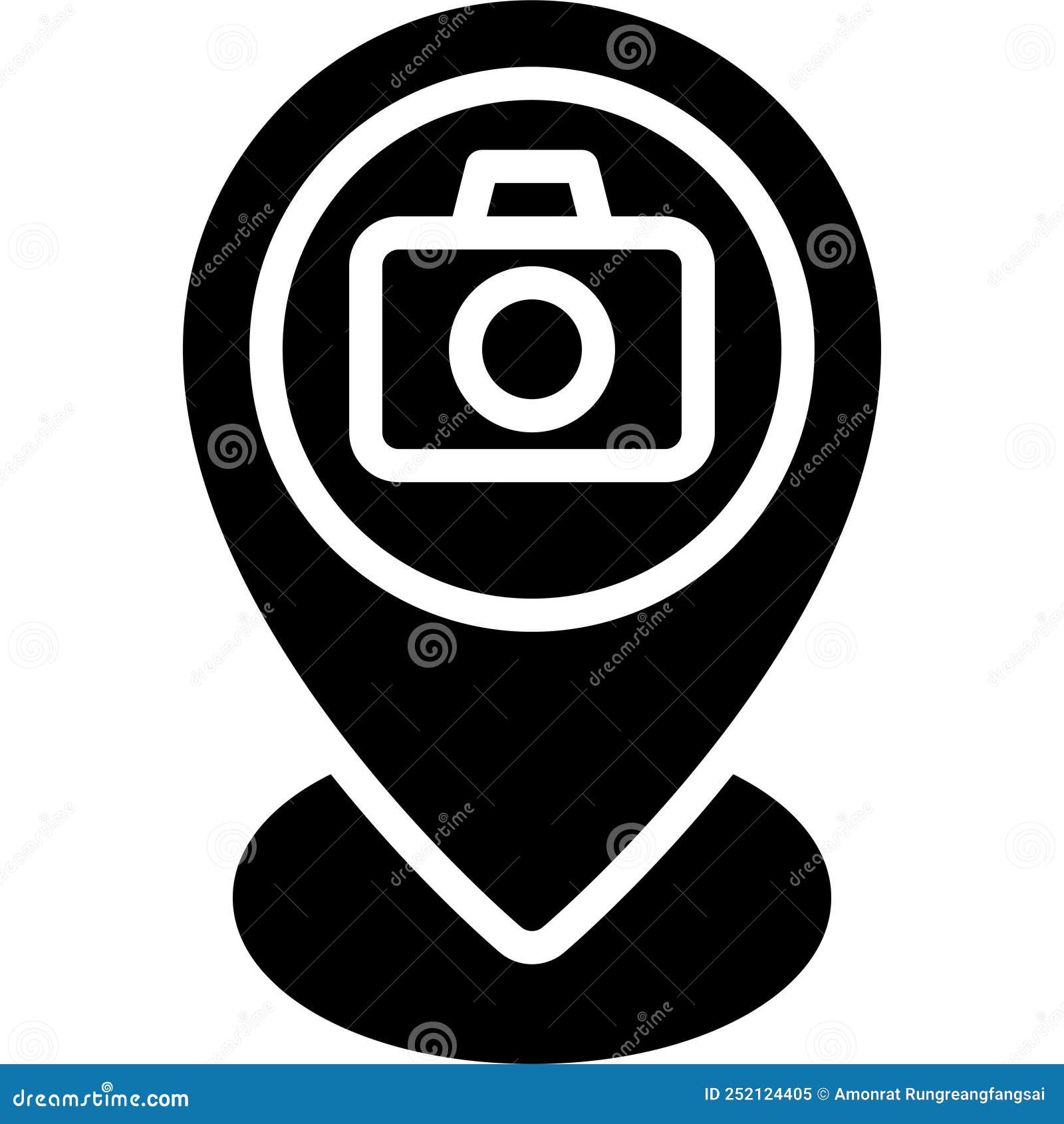 Pin with Camera Sign Icon, Location Map and Navigation Vector Stock ...