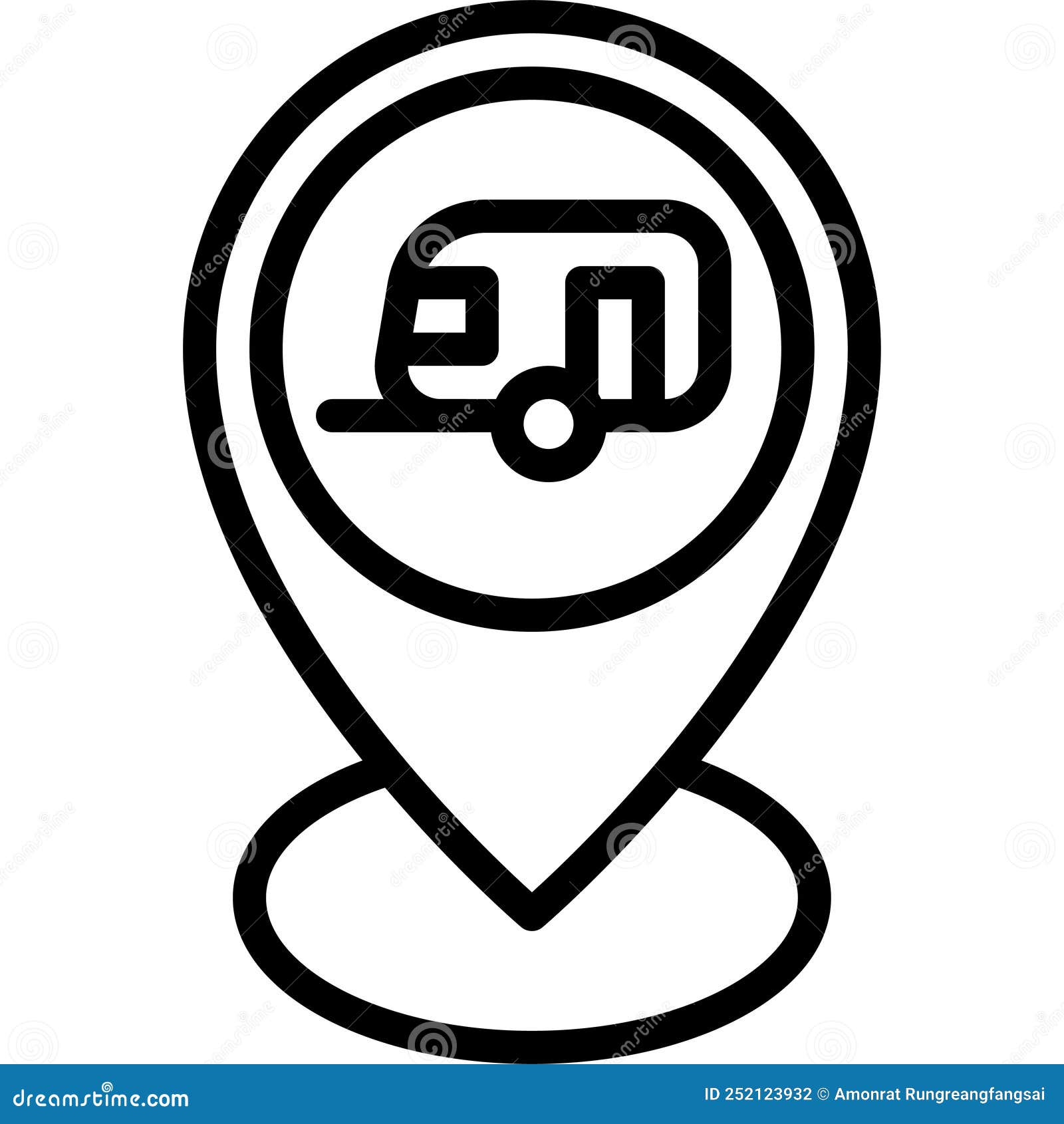 Pin with Camper Trailer Sign Icon, Location Map and Navigation Vector ...