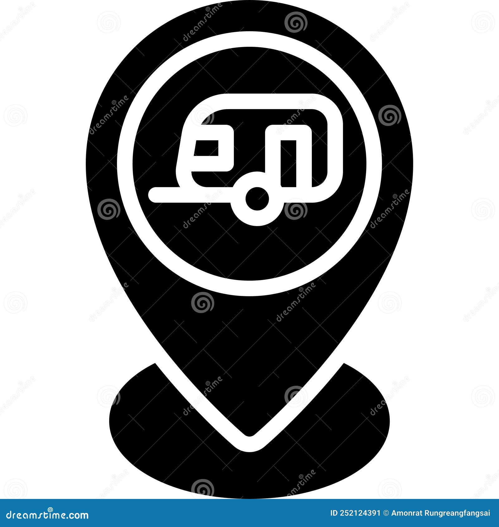 Pin with Camper Trailer Sign Icon, Location Map and Navigation Vector ...