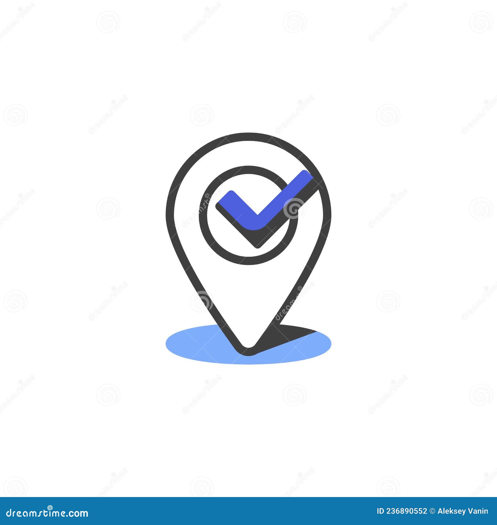 Pin check line icon stock vector. Illustration of correct - 236890552