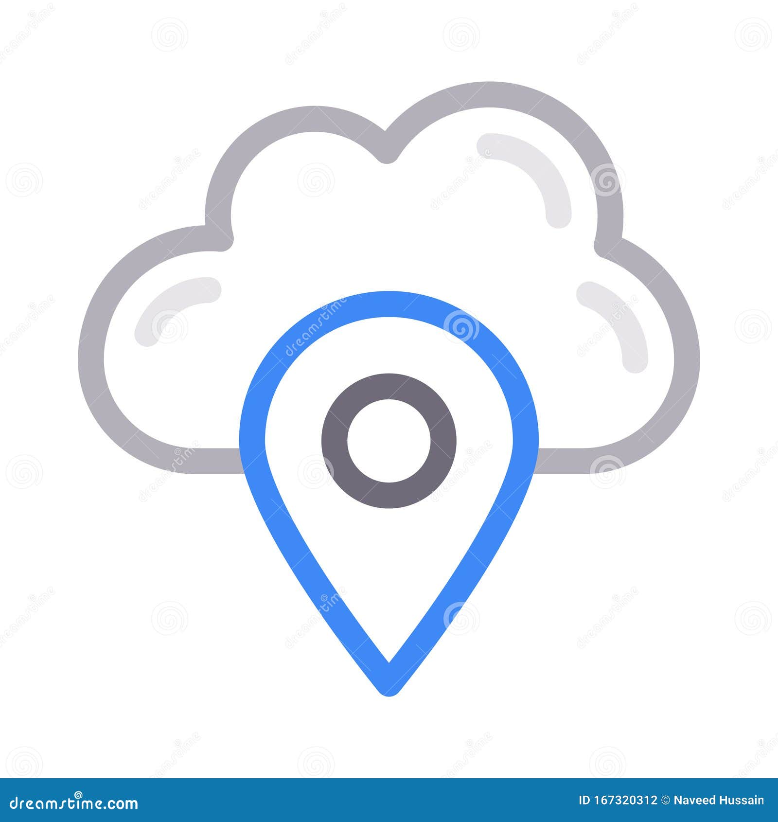 Pin Cloud Vector Color Line Icon Stock Vector - Illustration of pack ...