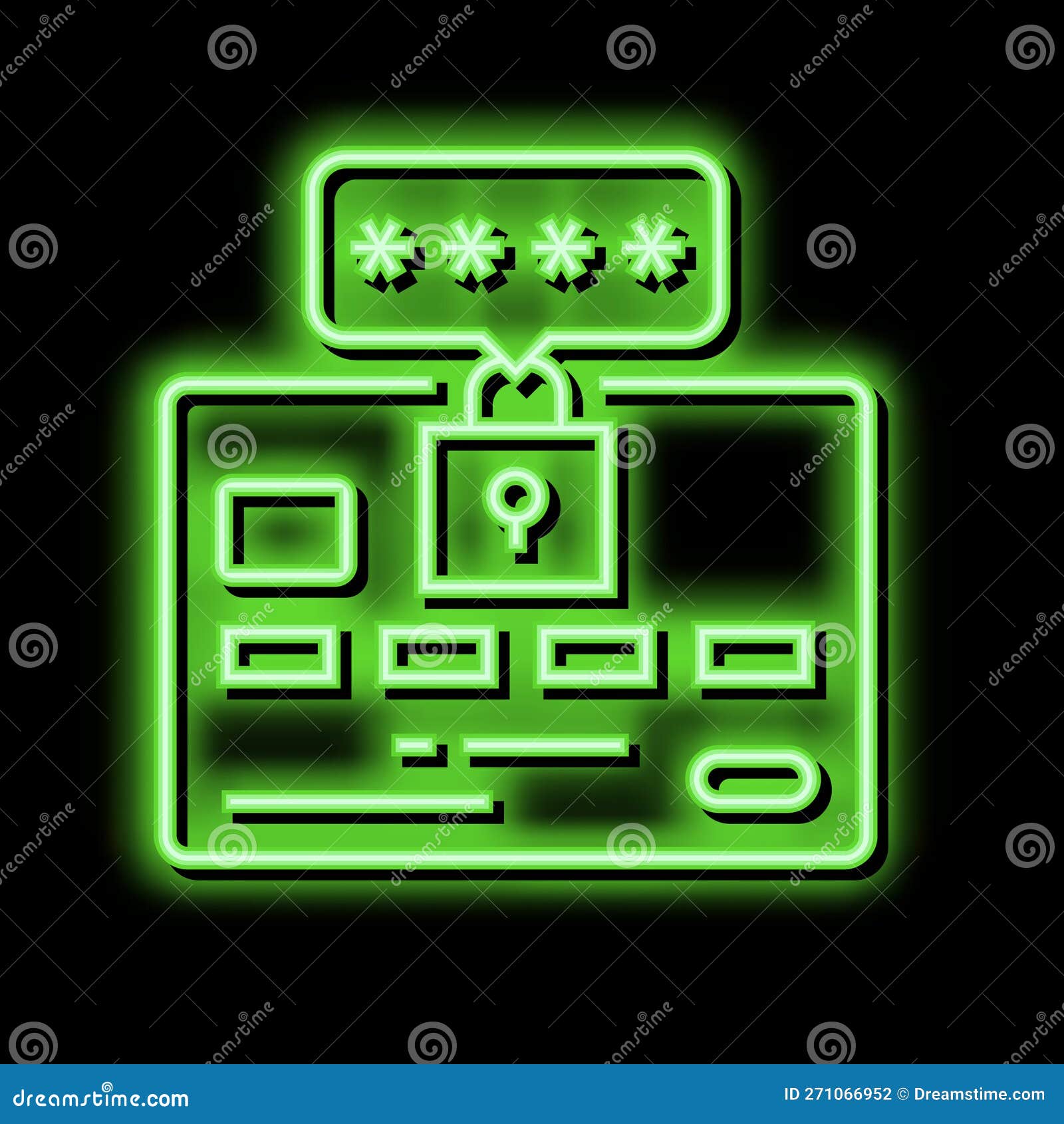 Pin Code Card Neon Glow Icon Illustration Stock Vector - Illustration ...
