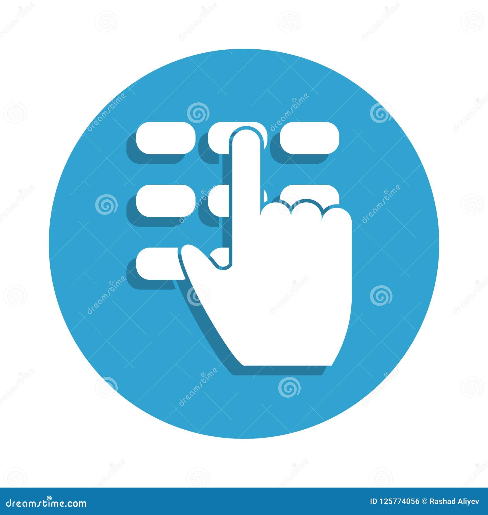 Pin Code and Hand Icon in Badge Style. One of Cyber Security Collection ...