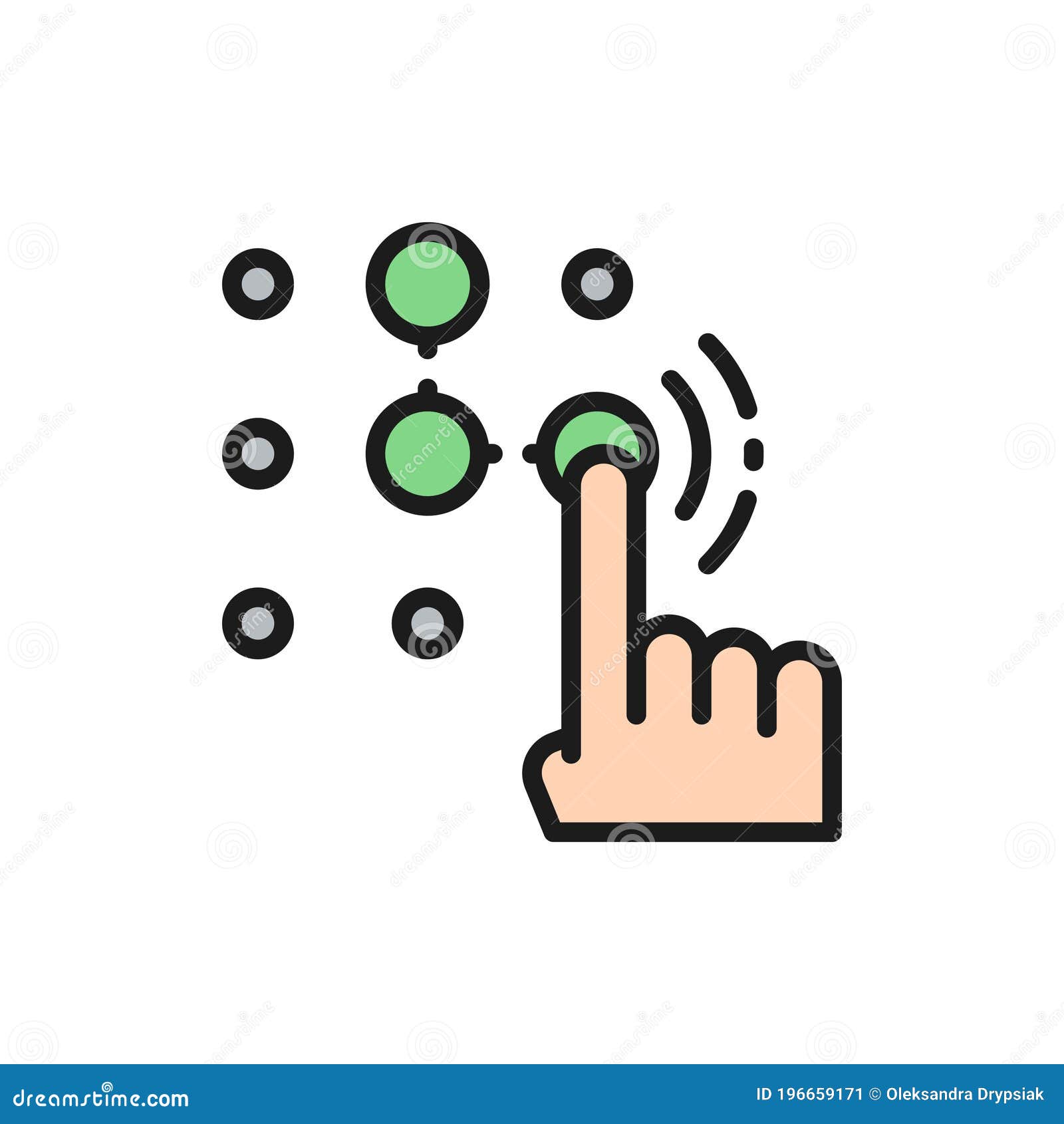 Pin Code, Password and Unlock, Identification Flat Color Line Icon ...