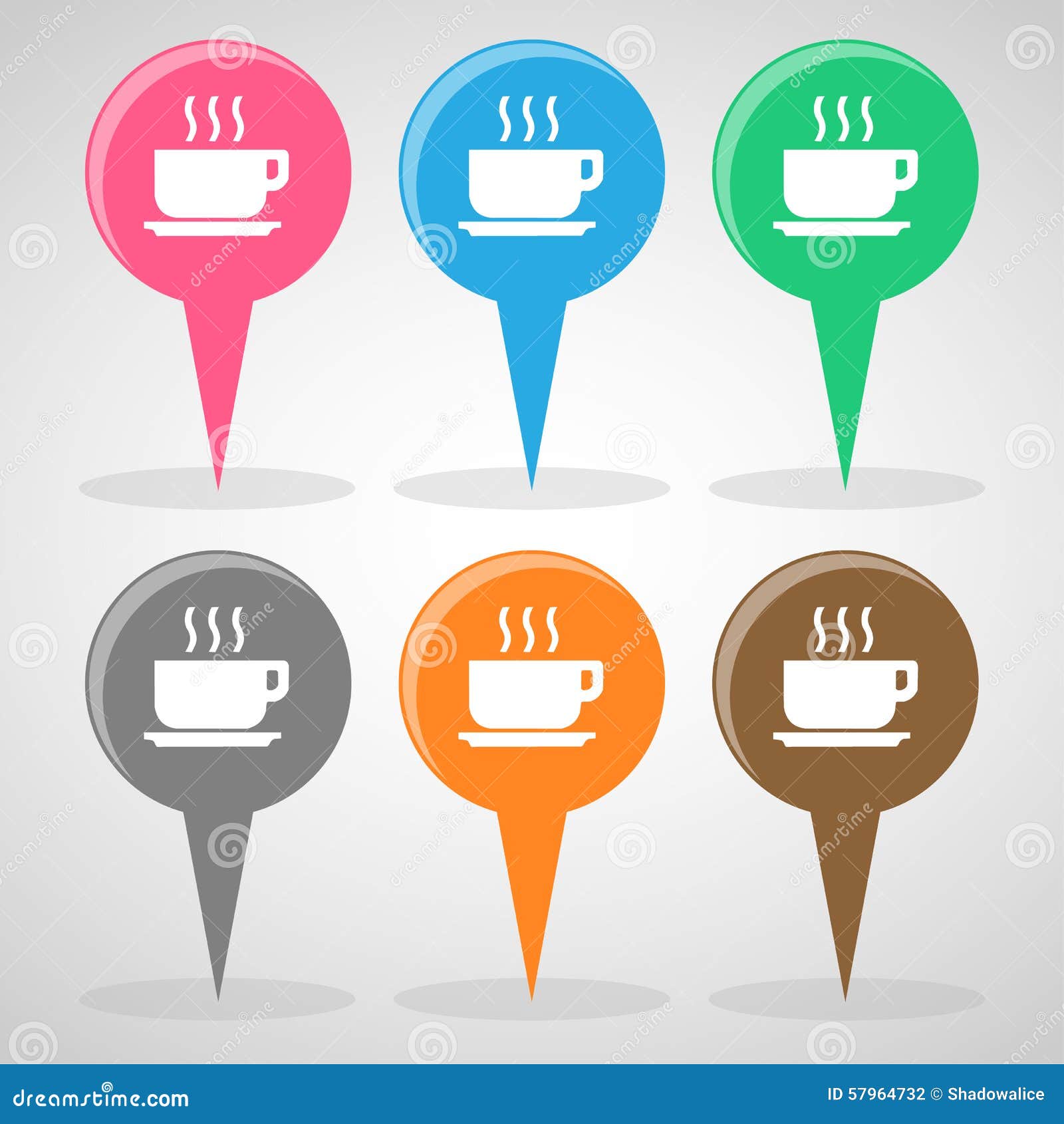 Pin Coffee Icons Set Great for Any Use. Vector EPS10 Stock Illustration ...