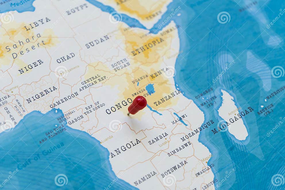 A Pin on Congo in the World Map Stock Image - Image of paper, locations ...