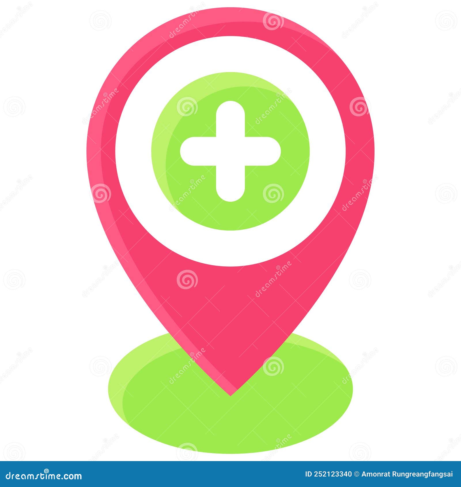 Pin with Cross Sign Icon, Location Map and Navigation Vector Stock ...