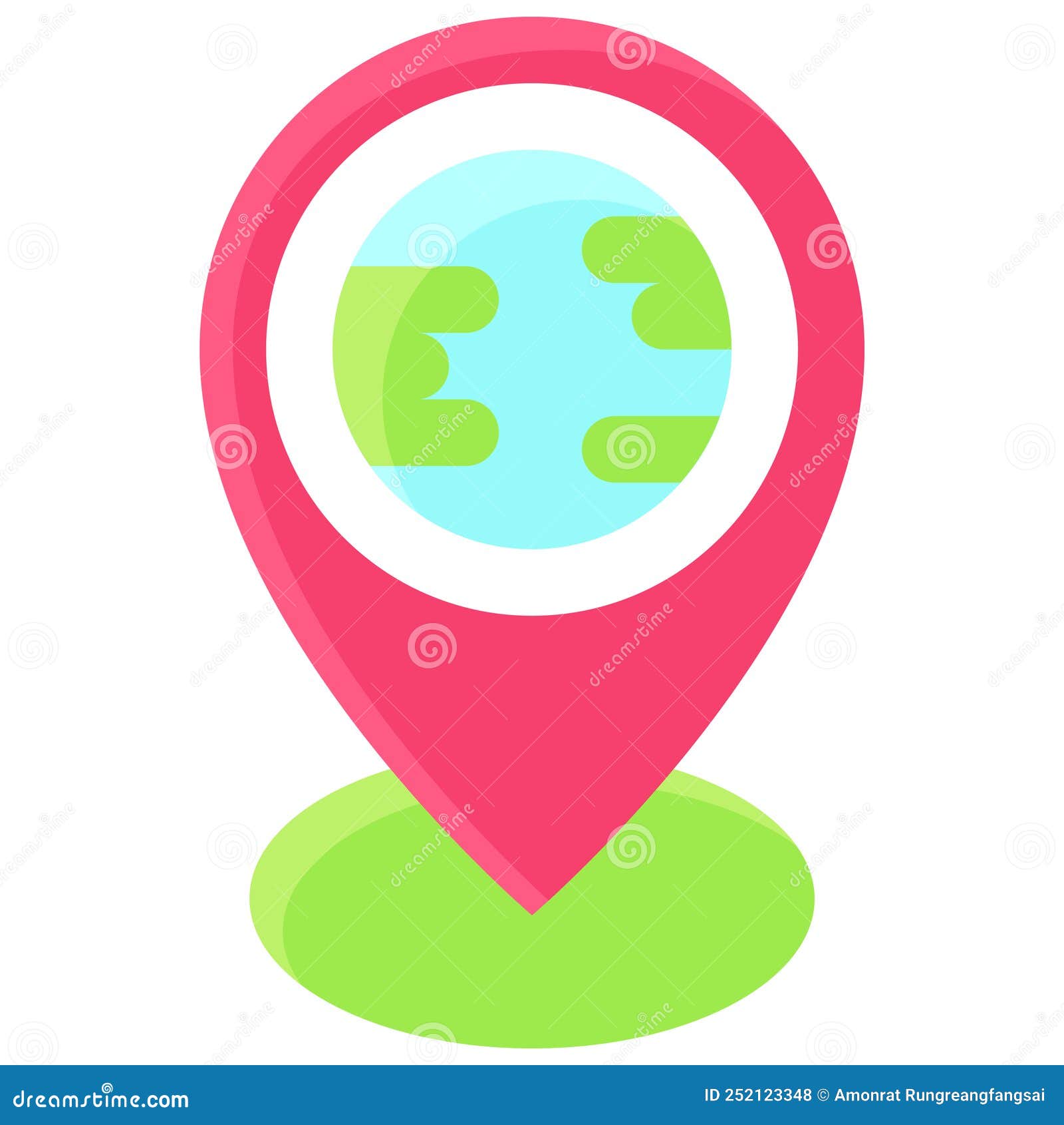 Pin with Earth Sign Icon, Location Map and Navigation Vector Stock ...