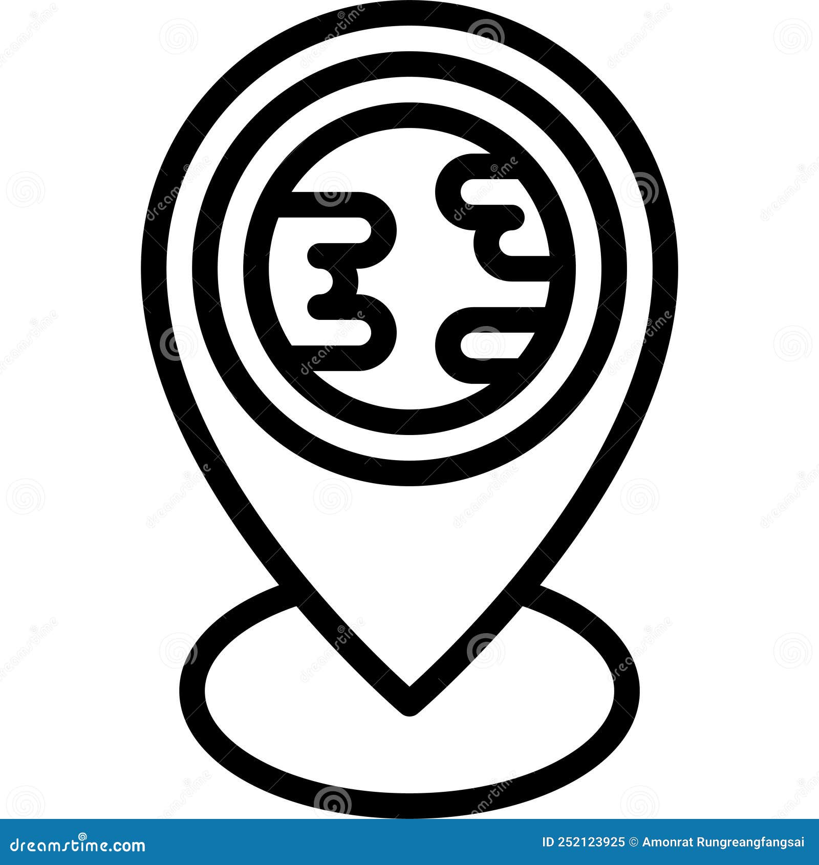 Pin with Earth Sign Icon, Location Map and Navigation Vector Stock ...