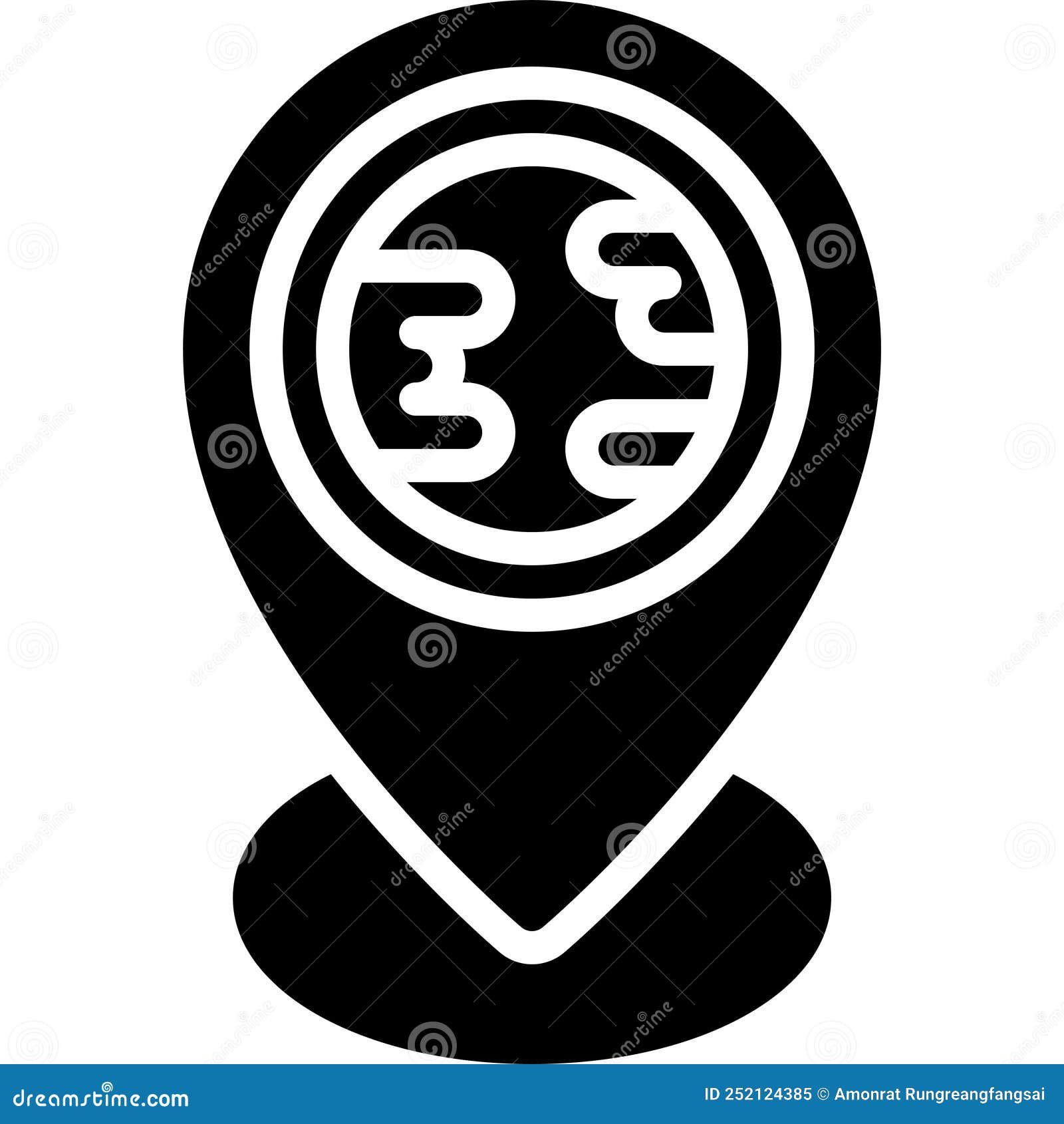 Pin with Earth Sign Icon, Location Map and Navigation Vector Stock ...