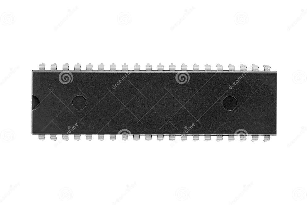 The 40-pin Electronic Integrated Circuit or Microchip is Isolated on a ...