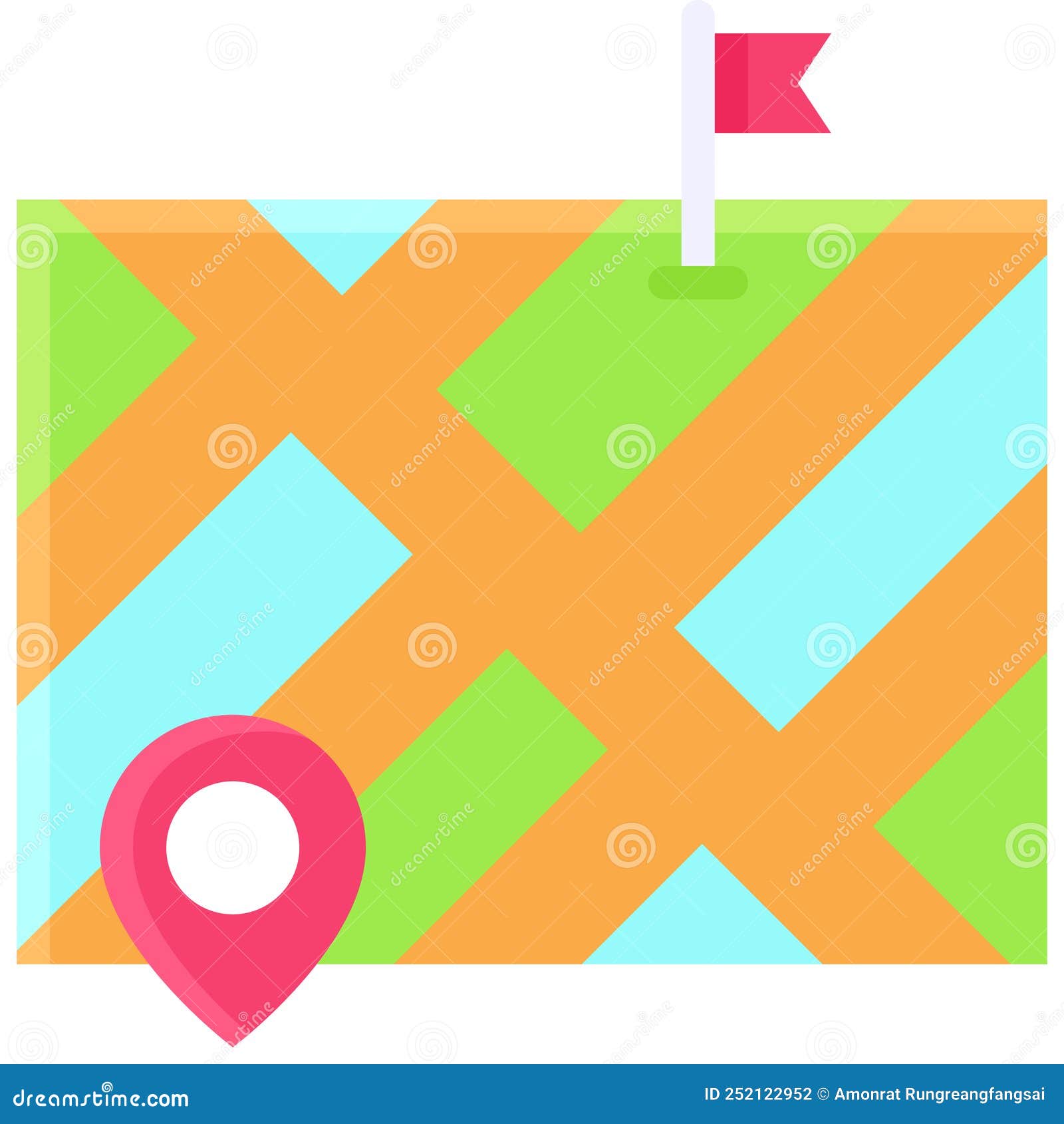 Pin and Flag on Map Icon, Location Map and Navigation Vector Stock ...