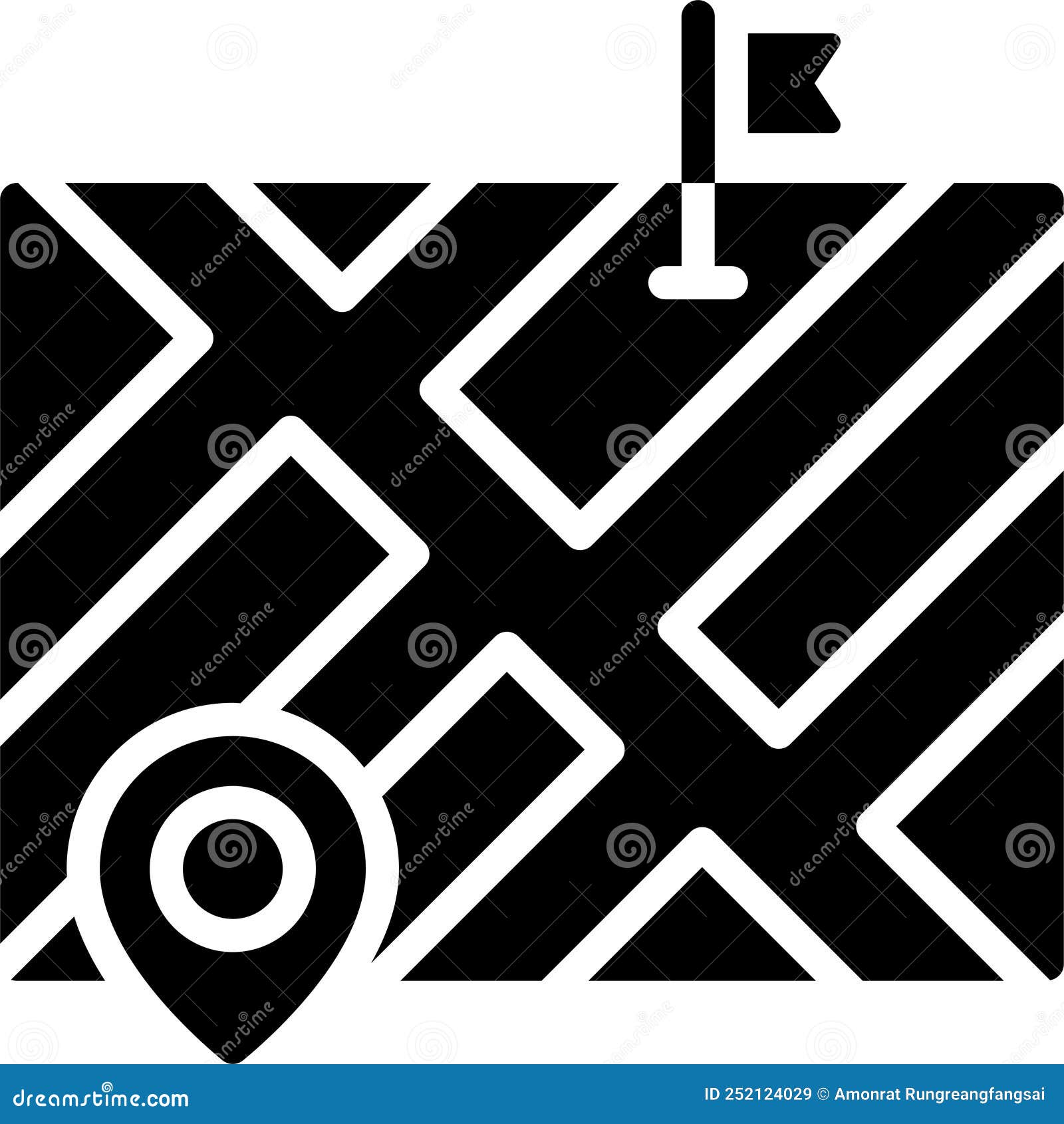 Pin and Flag on Map Icon, Location Map and Navigation Vector Stock ...