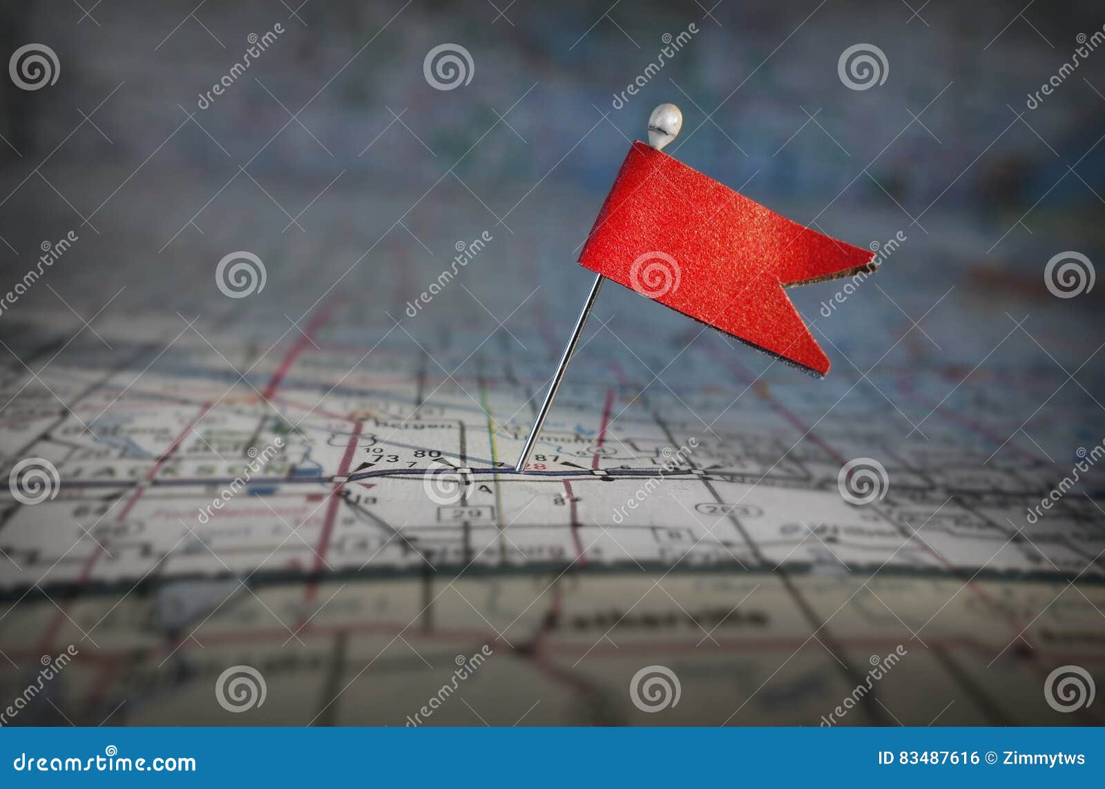 Pin flag on map stock photo. Image of locator, flag, travel - 83487616