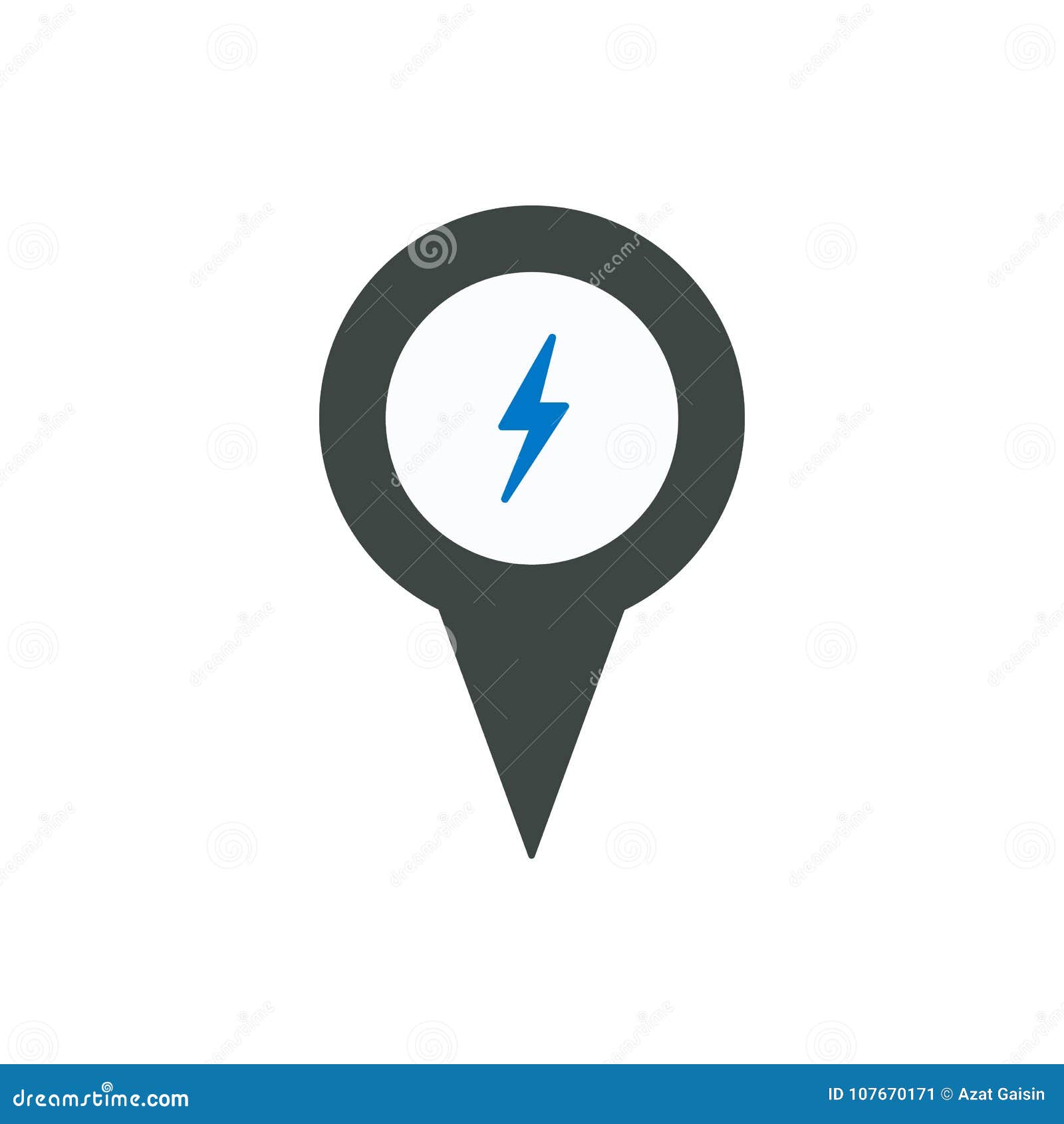 Pin flash icon stock vector. Illustration of power, energy - 107670171