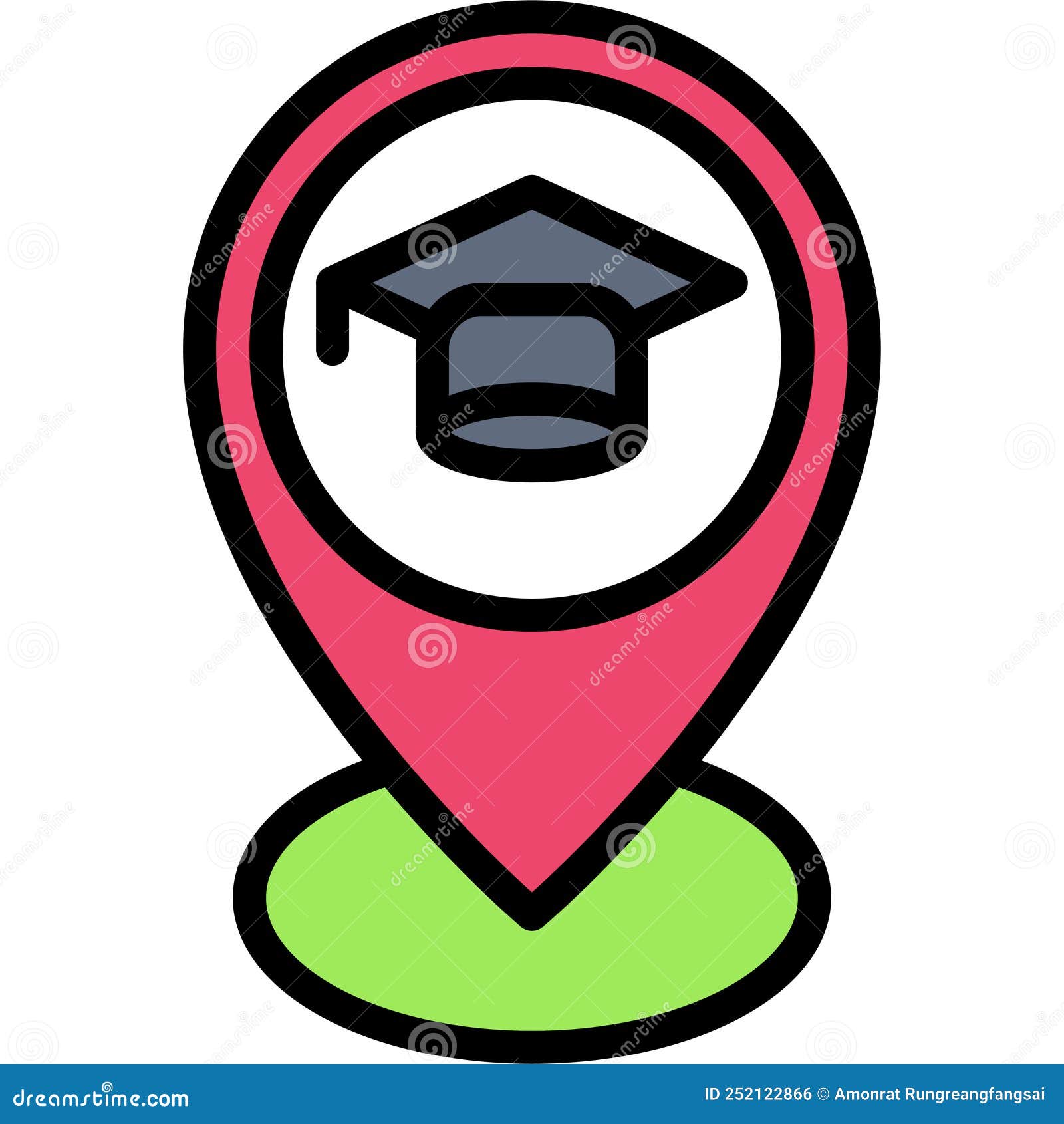 Pin with Graduation Cap Icon, Location Map and Navigation Vector Stock ...
