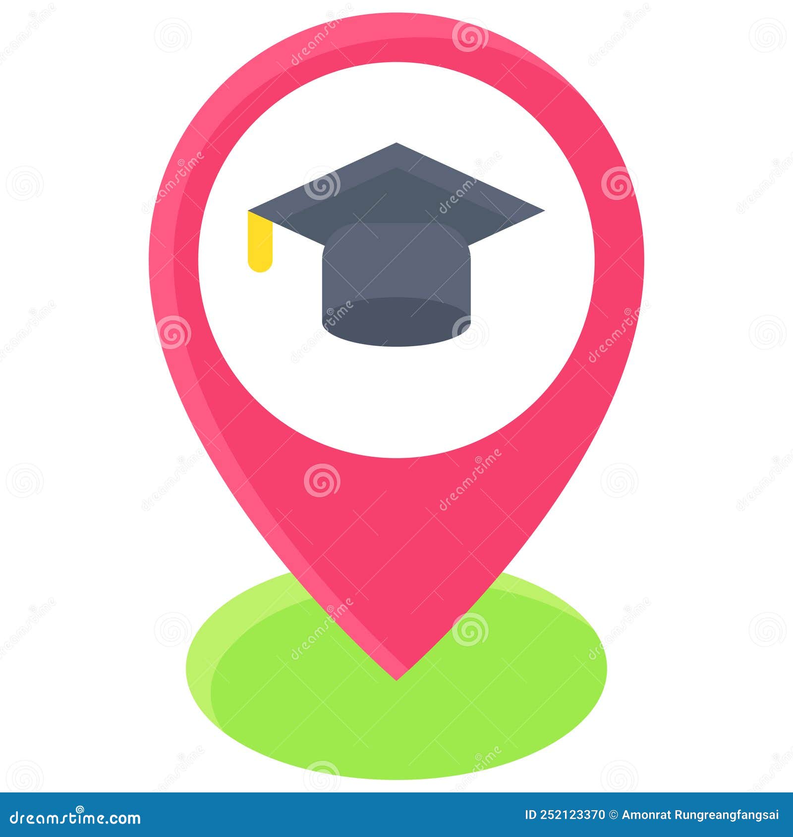 Pin with Graduation Cap Icon, Location Map and Navigation Vector Stock ...