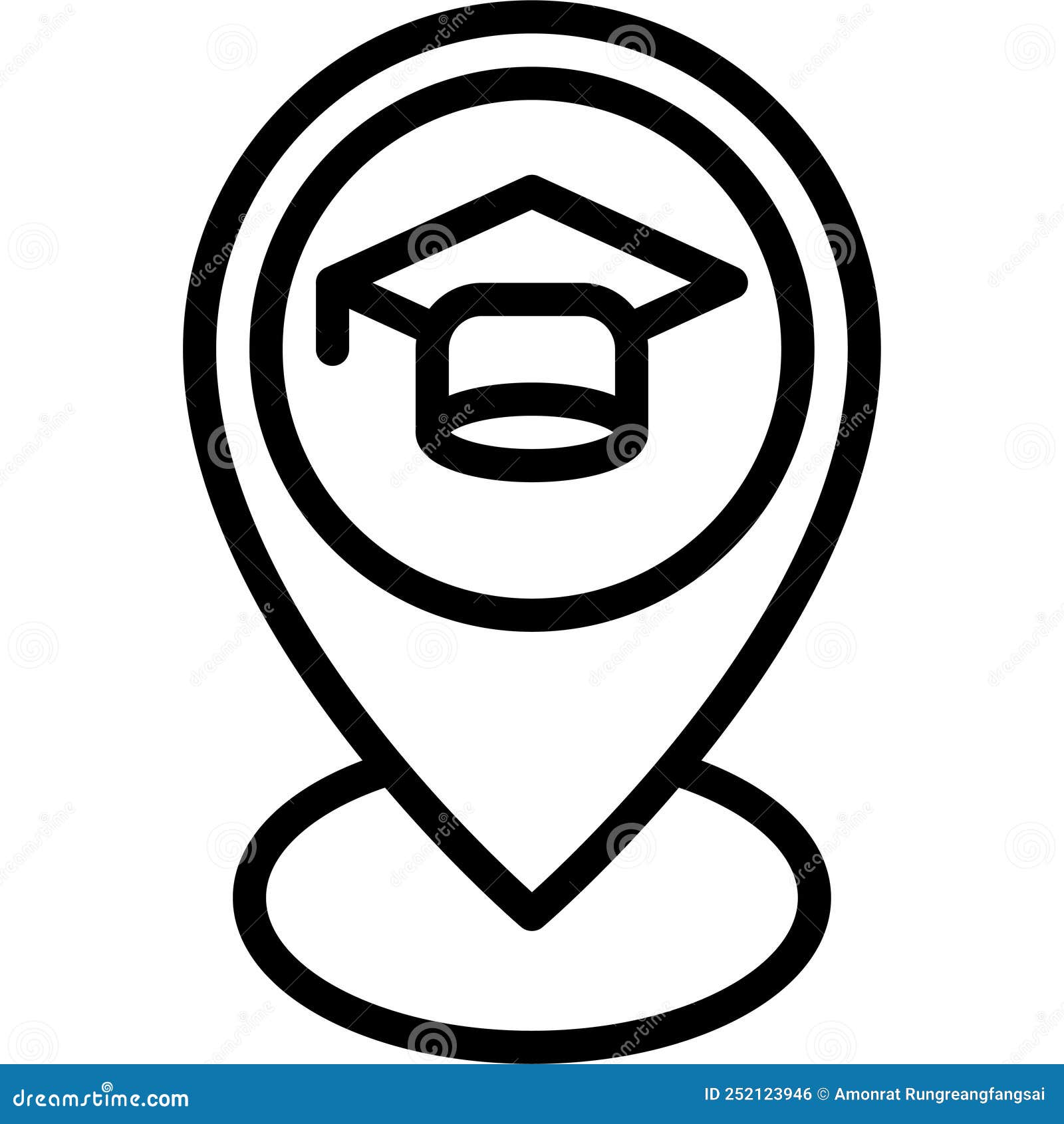 Pin with Graduation Cap Icon, Location Map and Navigation Vector Stock ...