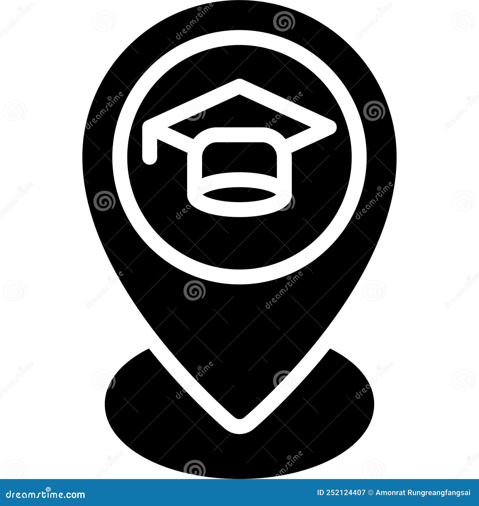 Pin with Graduation Cap Icon, Location Map and Navigation Vector Stock ...