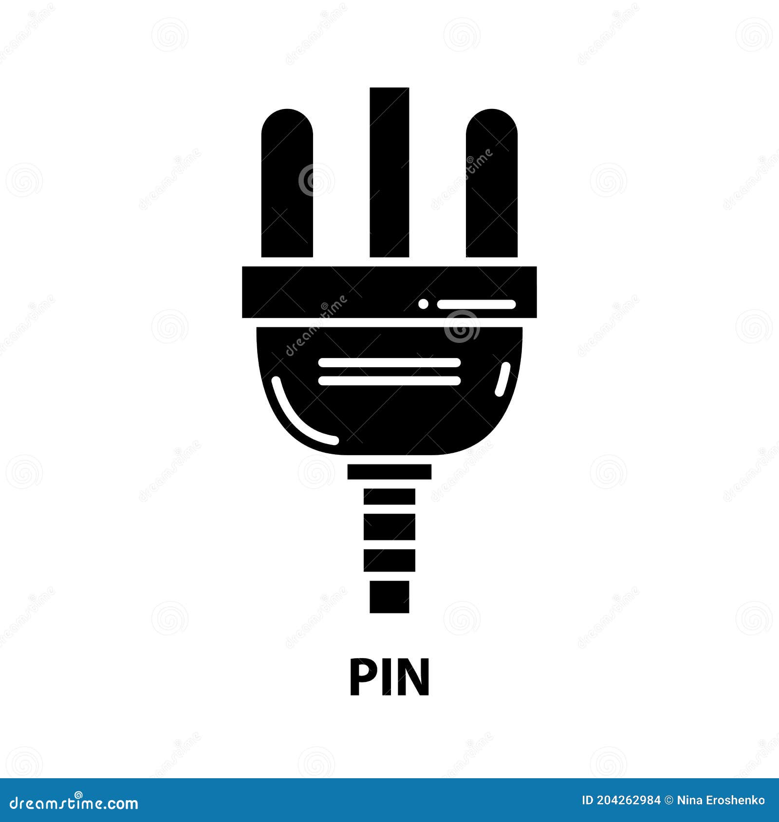 Pin Icon, Black Vector Sign with Editable Strokes, Concept Illustration ...