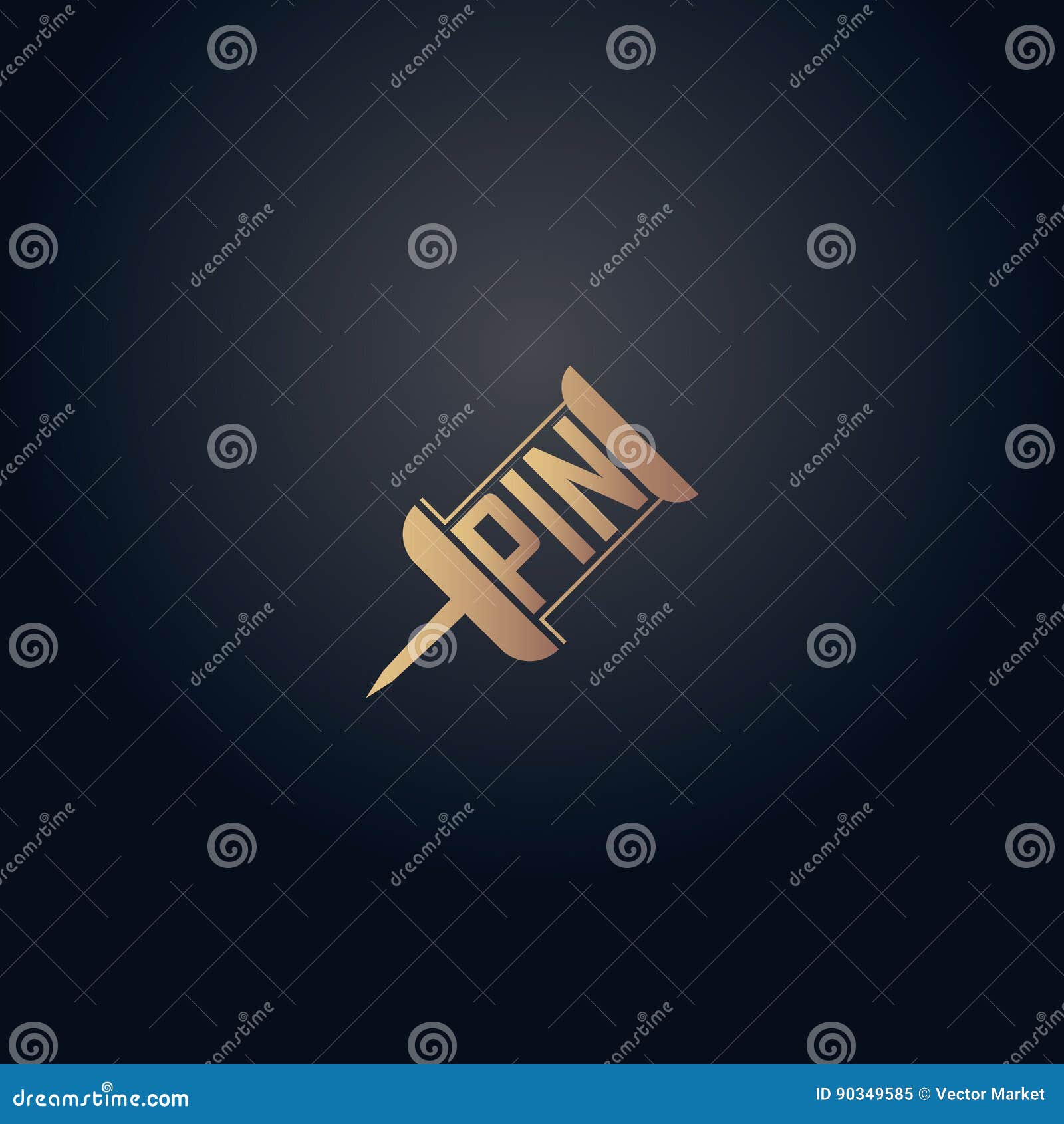 Pin Icon. Gold Effect Vector Design with Background Stock Vector ...