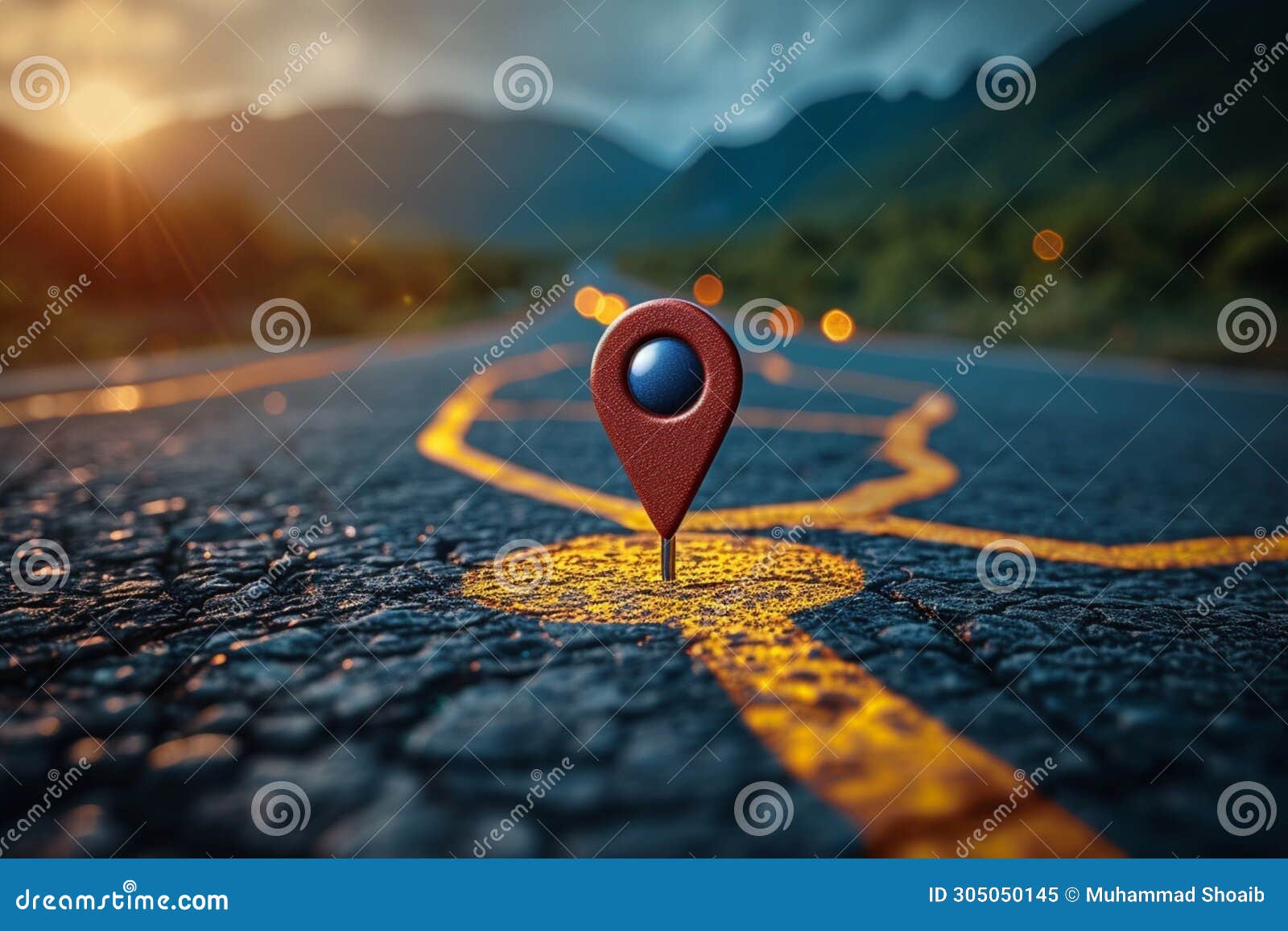 Pin Icon Marks Location on Map with Interconnected Route Lines Stock ...